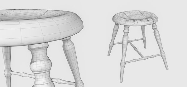 Free Finnish 1800s Handmade Wooden Stool 3D model - TurboSquid 1770026