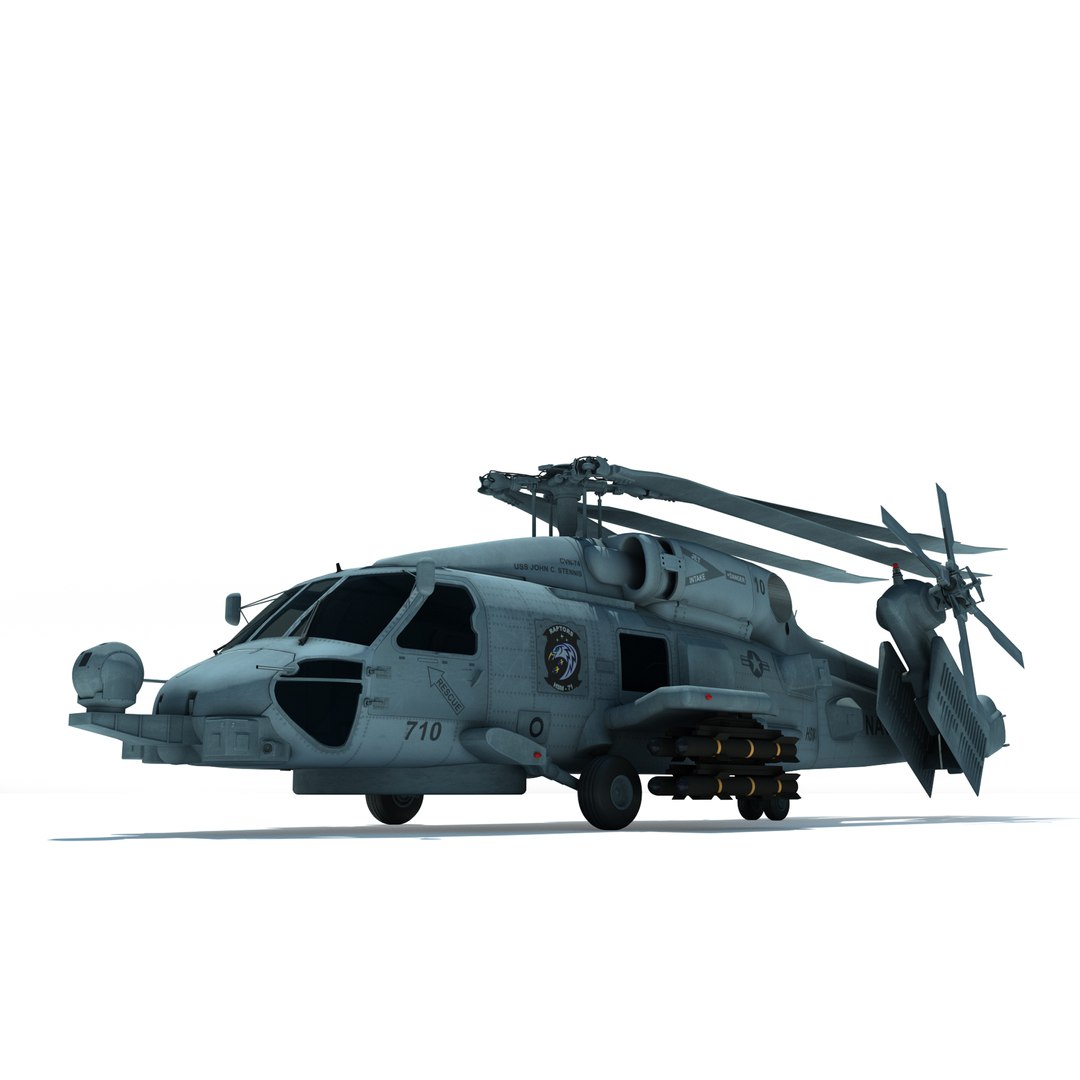 folded mh-60r military helicopter obj