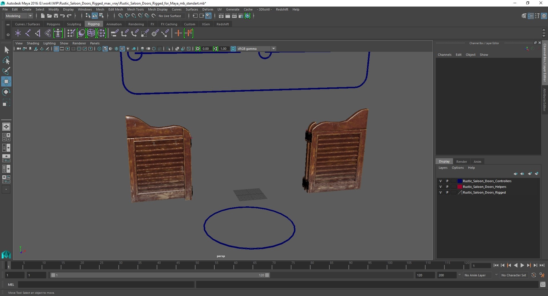 3D Rustic Saloon Doors Rigged for Maya - TurboSquid 2095582