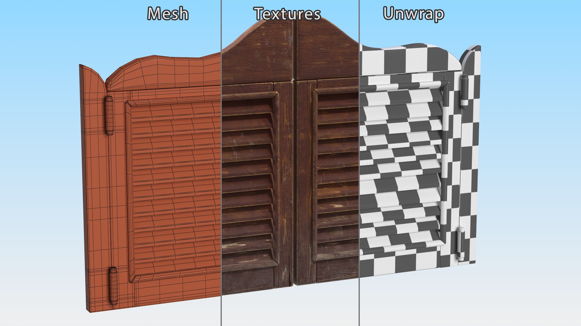 3D Rustic Saloon Doors Rigged for Maya - TurboSquid 2095582