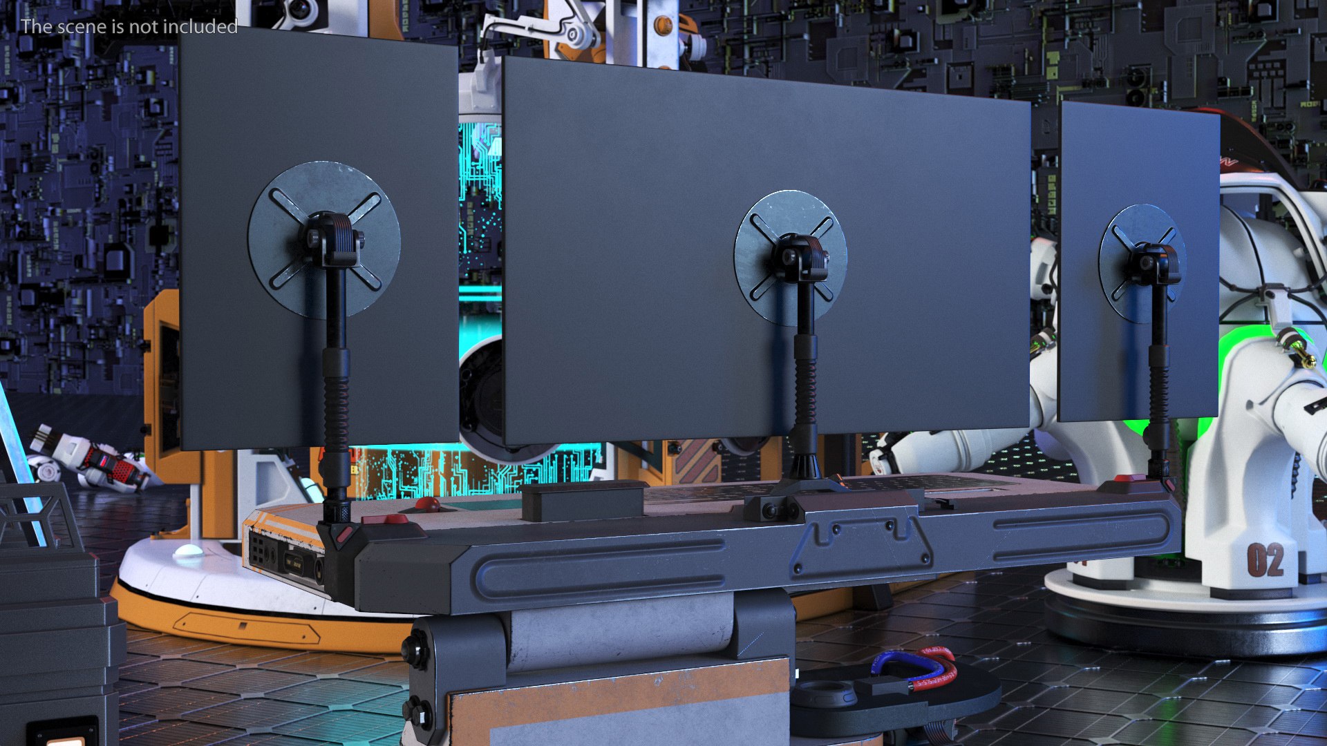 Sci-fi Three Monitor Computer 3D Model - TurboSquid 2136697