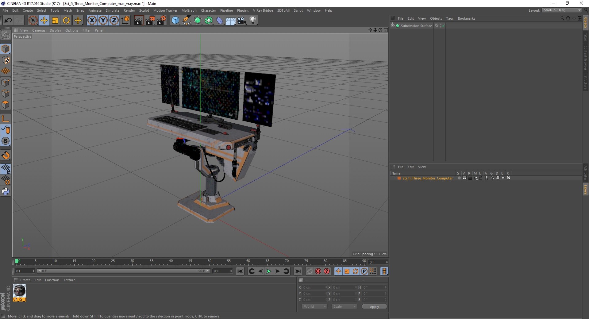 Sci-fi Three Monitor Computer 3D model - TurboSquid 2136697