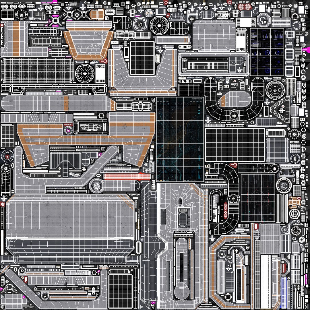 Sci-fi Three Monitor Computer 3D model - TurboSquid 2136697