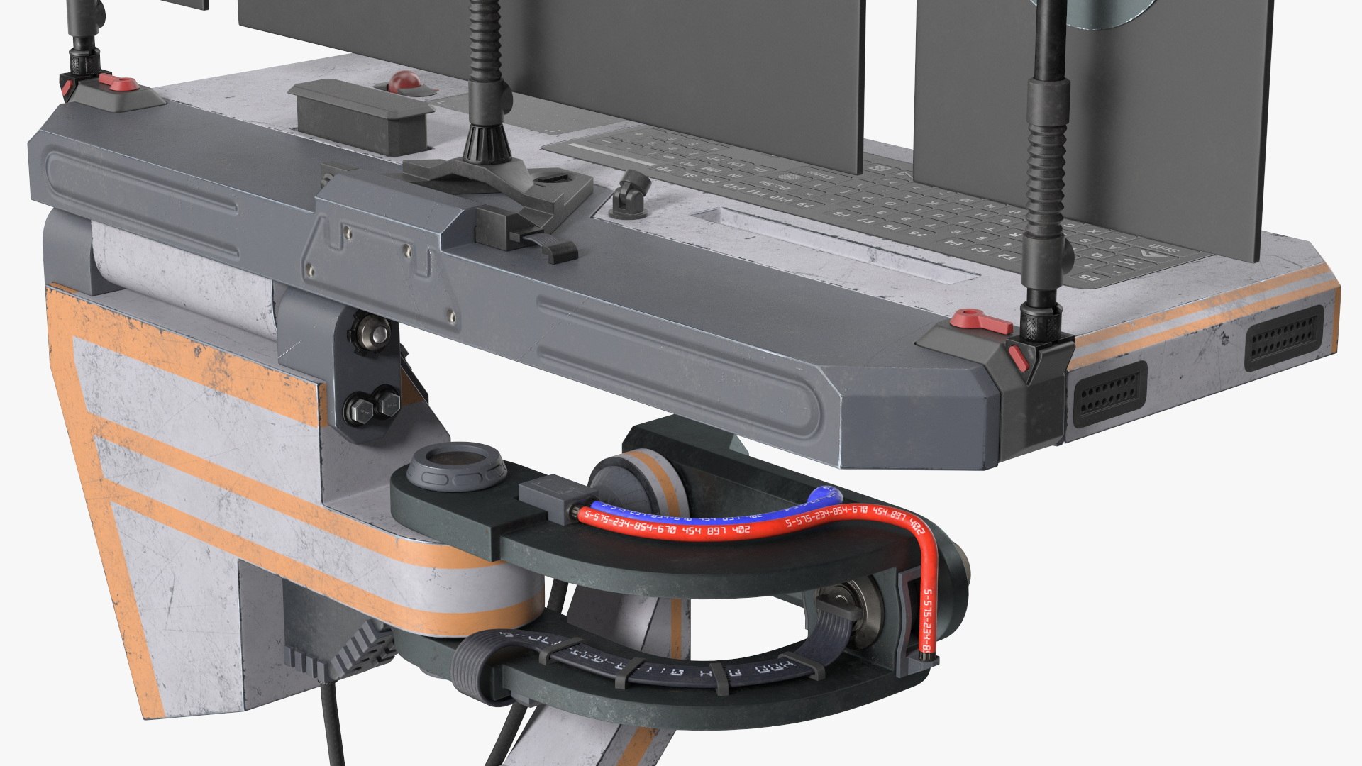 Sci-fi Three Monitor Computer 3D model - TurboSquid 2136697