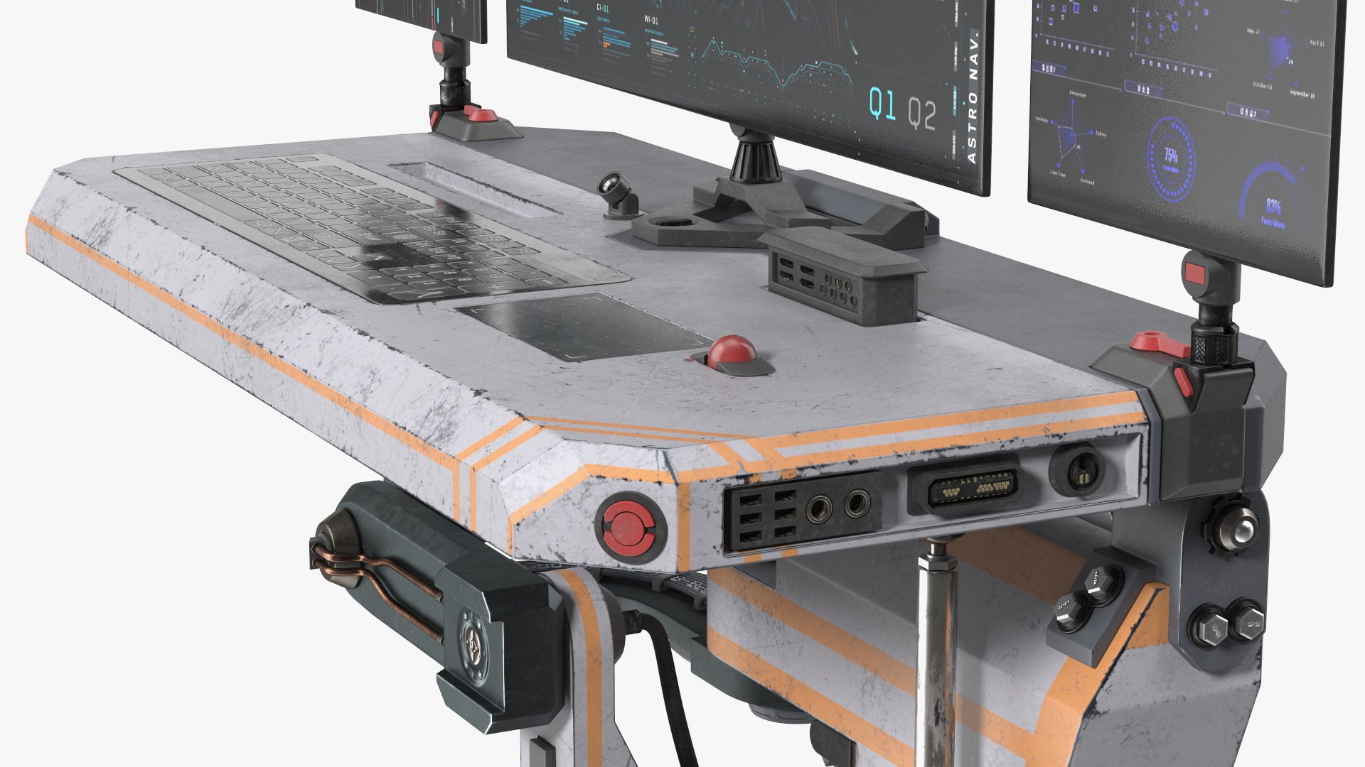 Sci-fi Three Monitor Computer 3D model - TurboSquid 2136697