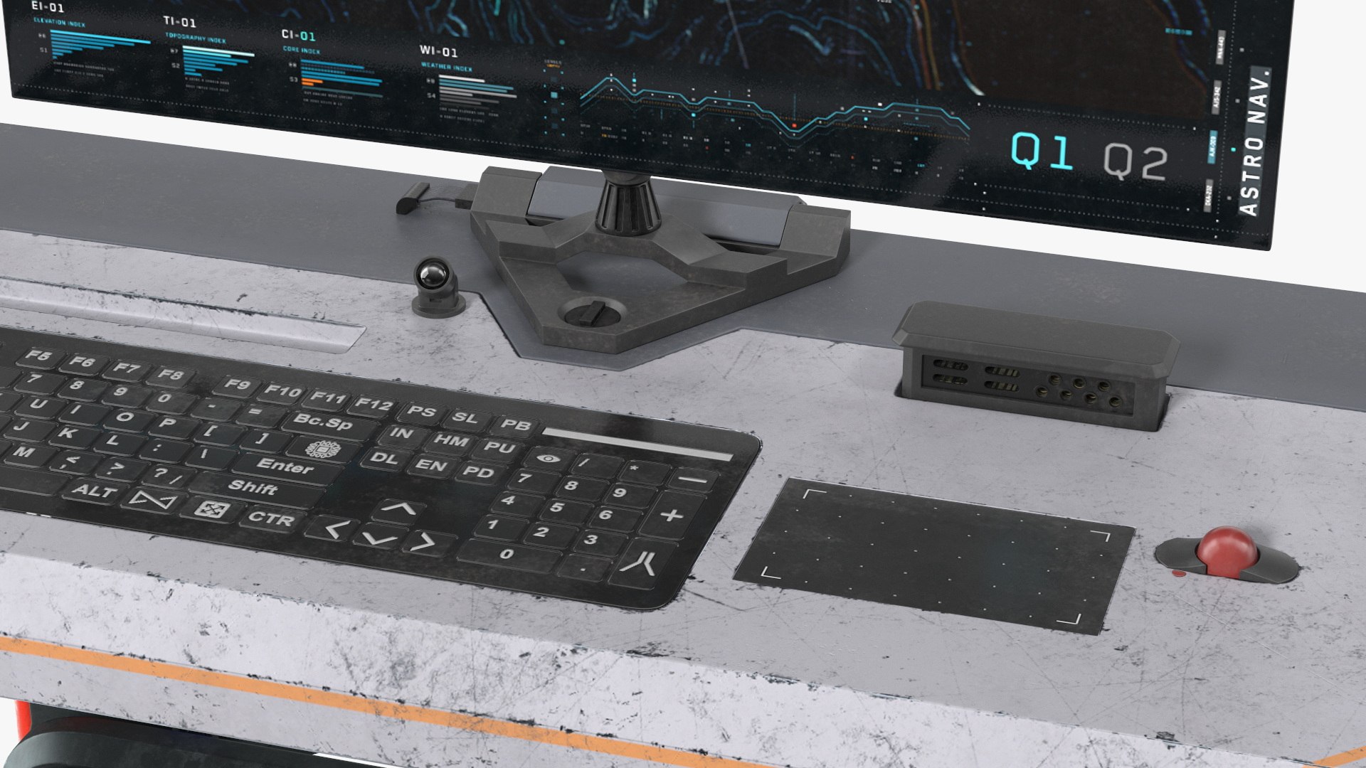 Sci-fi Three Monitor Computer 3D model - TurboSquid 2136697