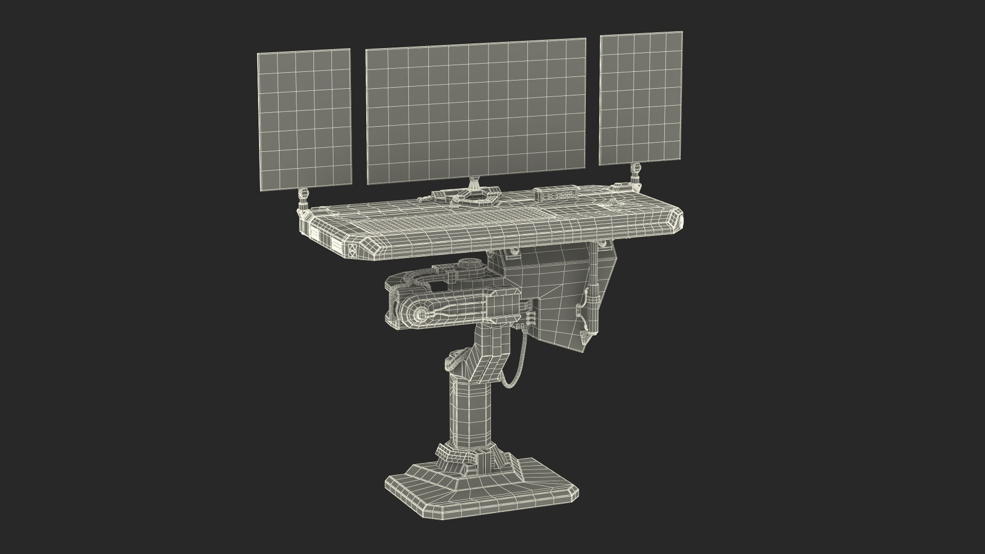 Sci-fi Three Monitor Computer 3D Model - TurboSquid 2136697