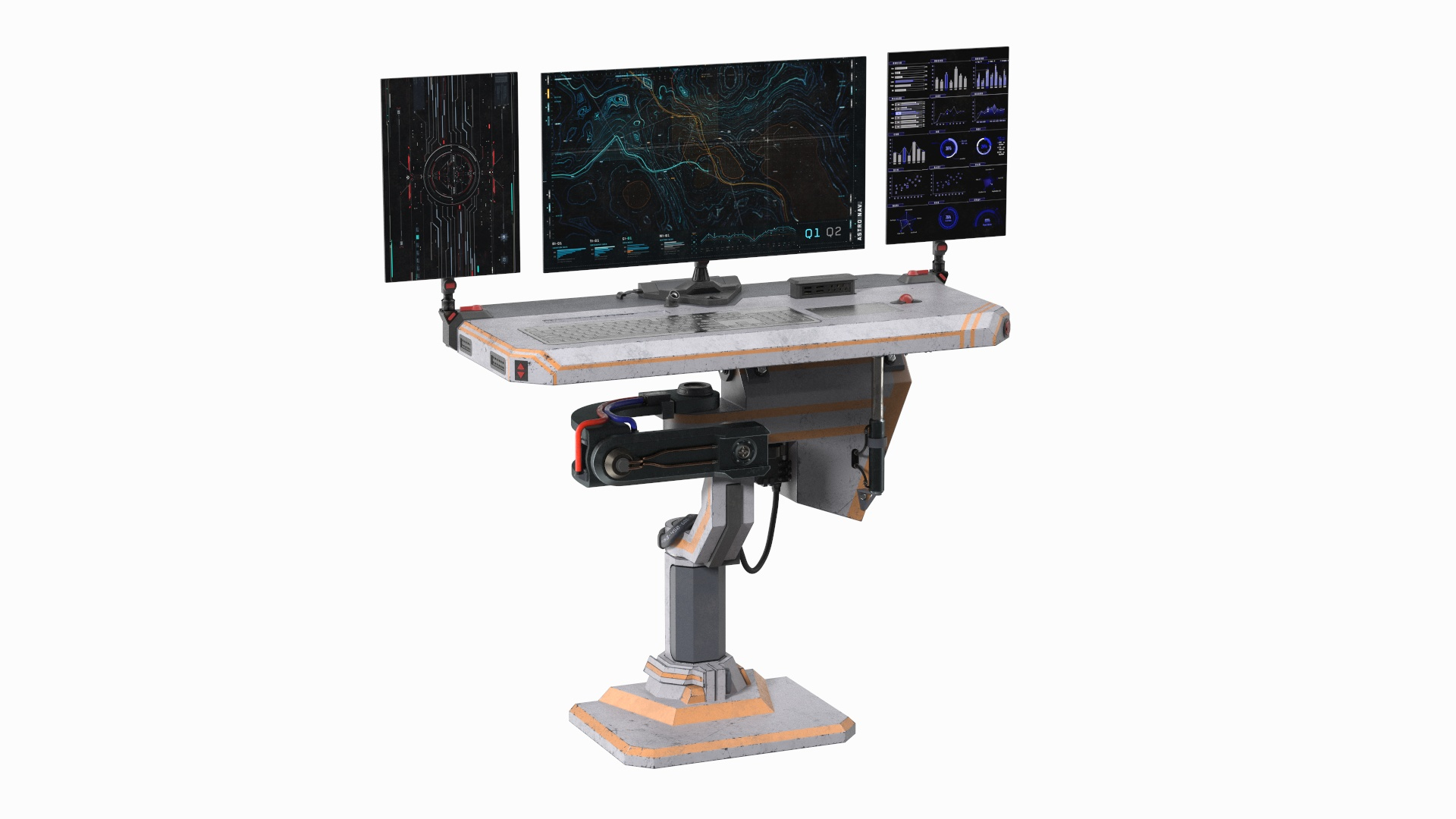 Sci-fi Three Monitor Computer 3D Model - TurboSquid 2136697