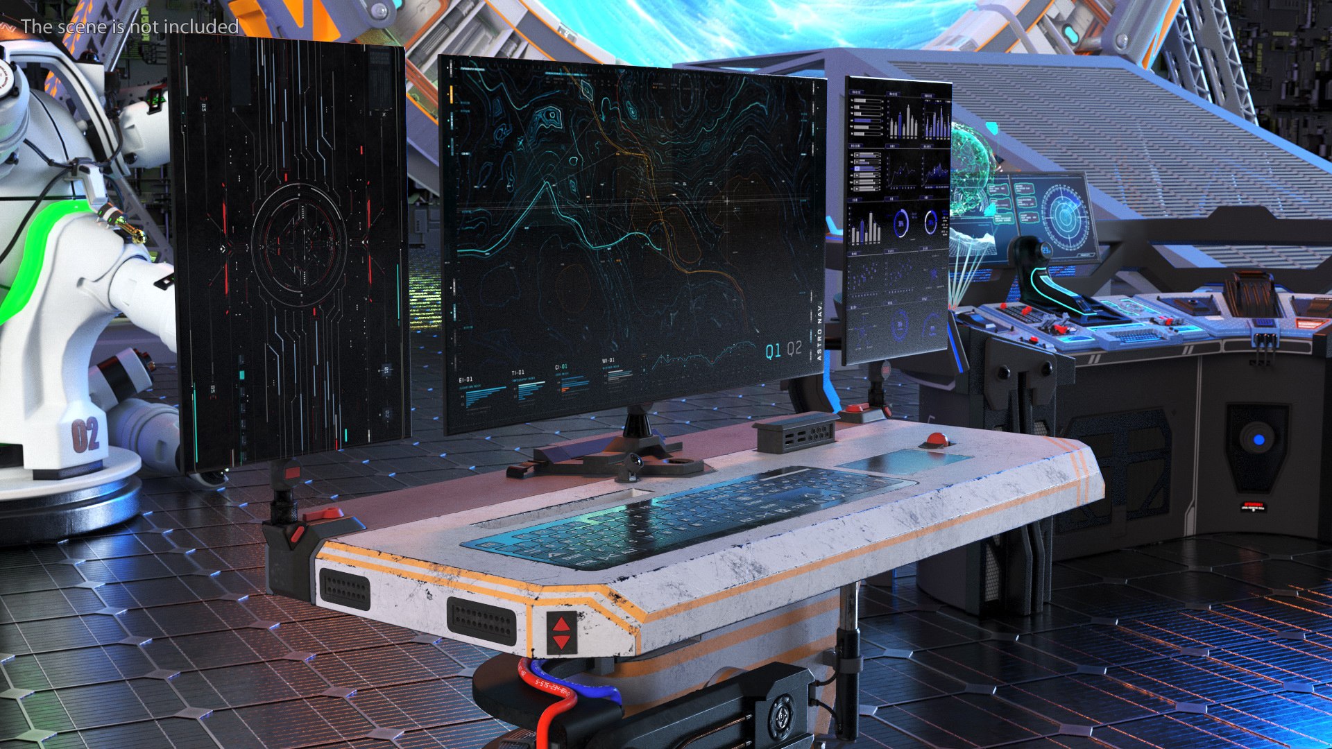 Sci-fi Three Monitor Computer 3D Model - TurboSquid 2136697