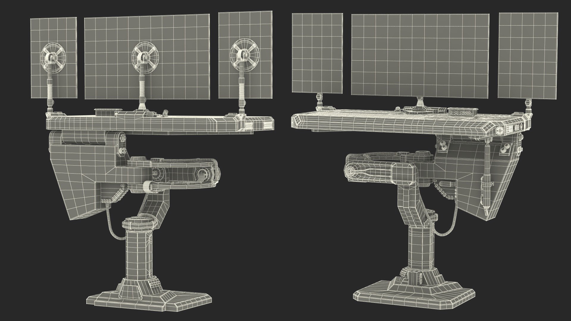 Sci-fi Three Monitor Computer 3D model - TurboSquid 2136697