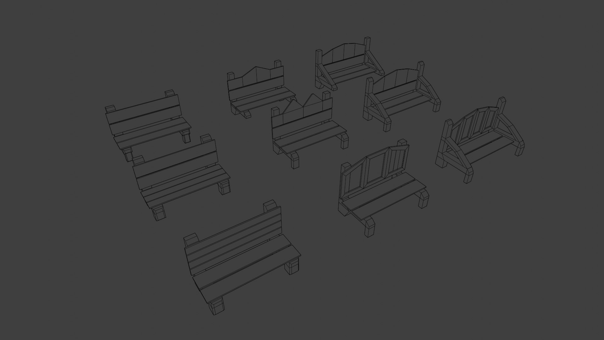 PACK LOWPOLY BENCHES 3D model - TurboSquid 1976870