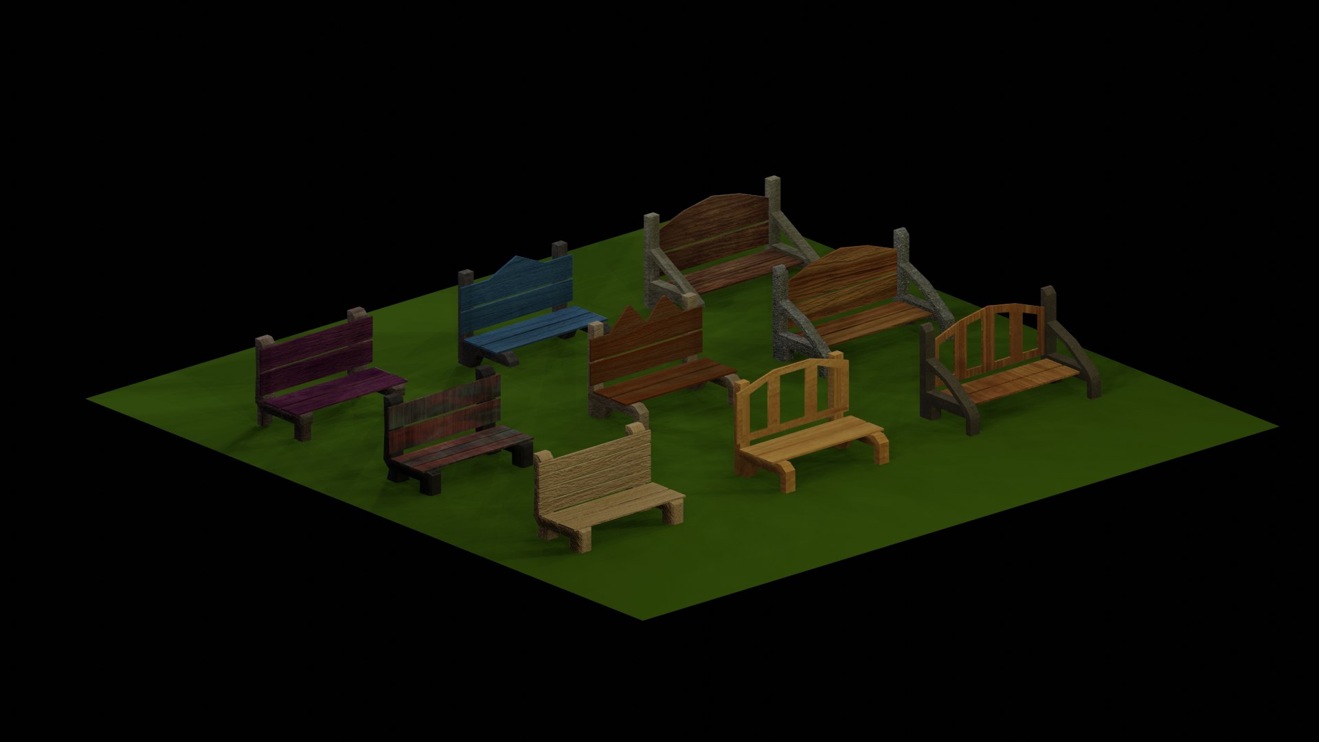 PACK LOWPOLY BENCHES 3D model - TurboSquid 1976870