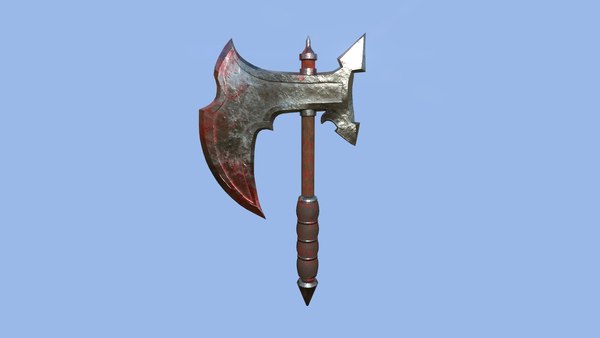 Medieval Battle Axe 07 Blood Barbarian - Fantasy Weaponry 3D model ...