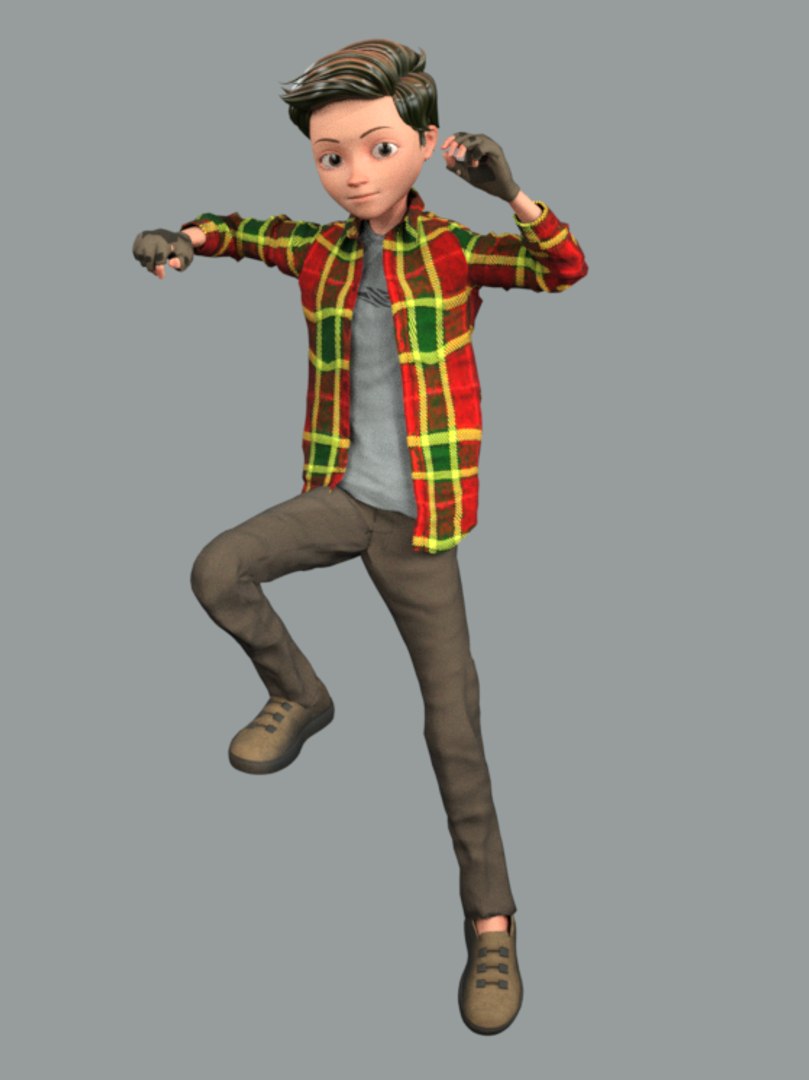 3D Model Cartoon Rigged Toon Little Boy-Jon Character 3D Model ...