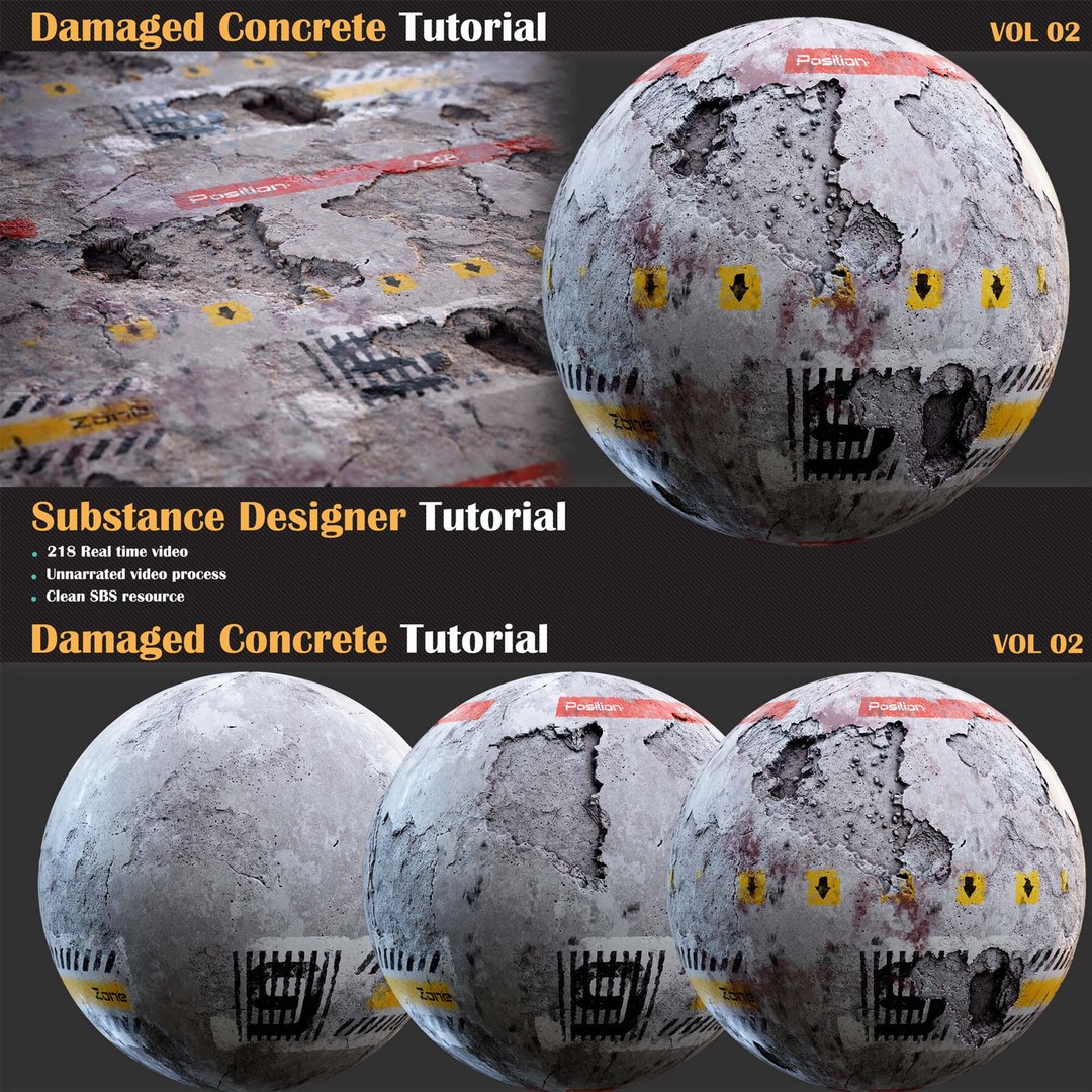 3D Damaged Concrete Tutorial VOL-02 Model - TurboSquid 2290320