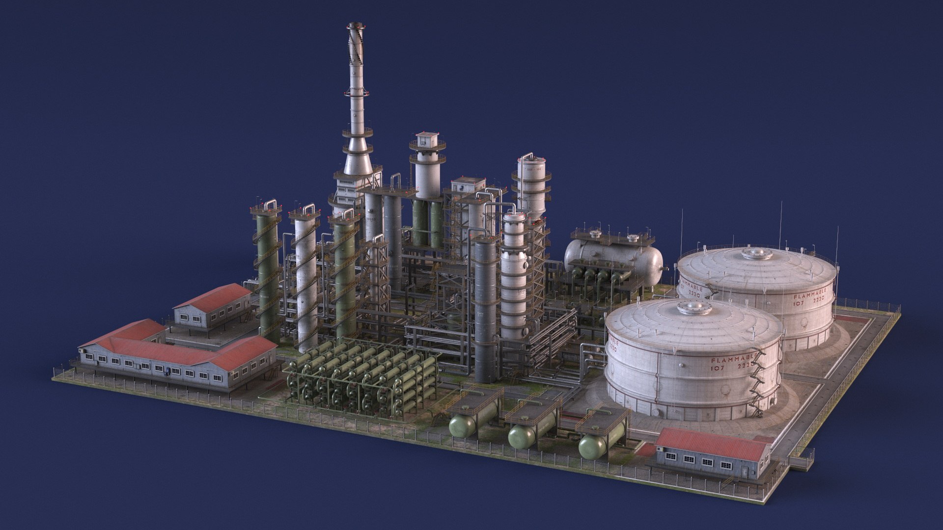 Weathered Oil Refinery Model - TurboSquid 2319951