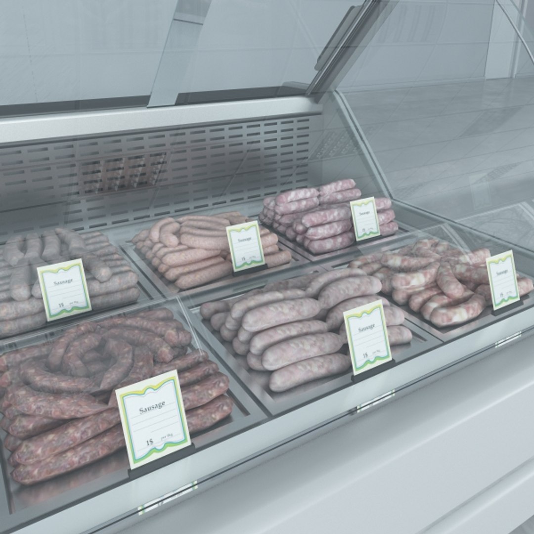3d Custom Refrigerated Showcase Sausages Model