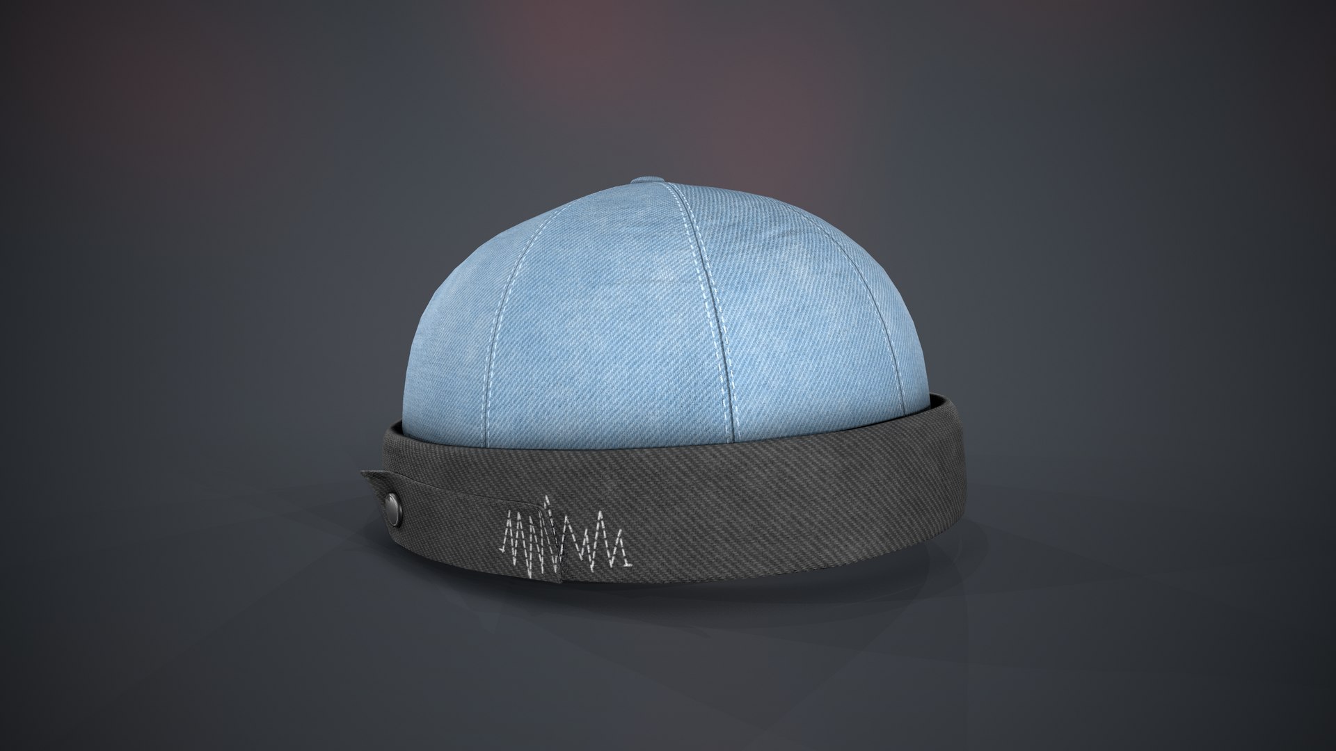 Blue jeans brimless cap 3D model - TurboSquid 1642063