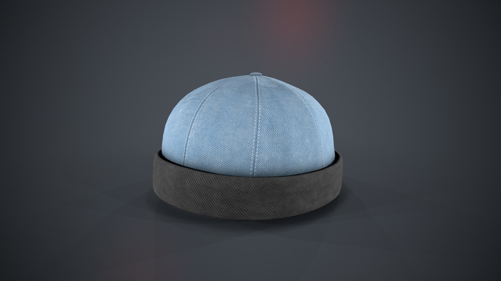 Blue jeans brimless cap 3D model - TurboSquid 1642063