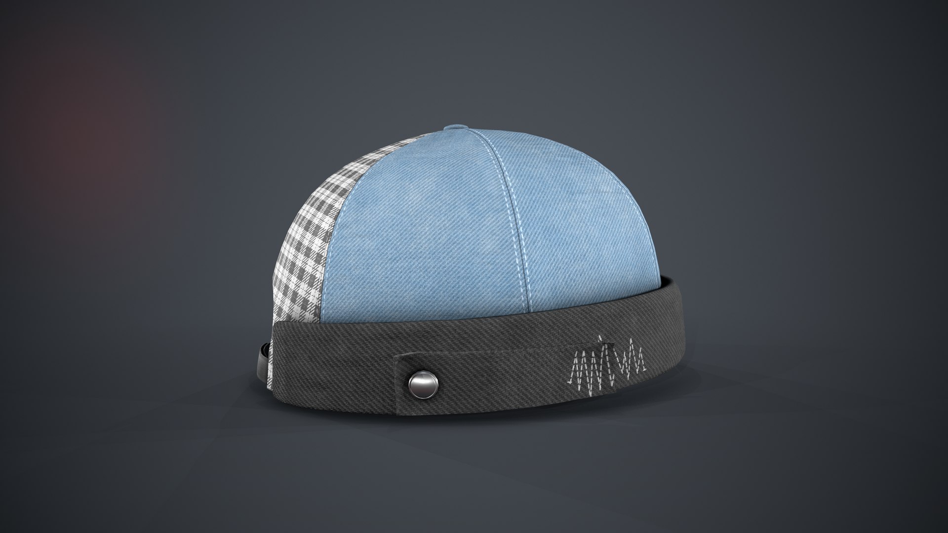 Blue jeans brimless cap 3D model - TurboSquid 1642063