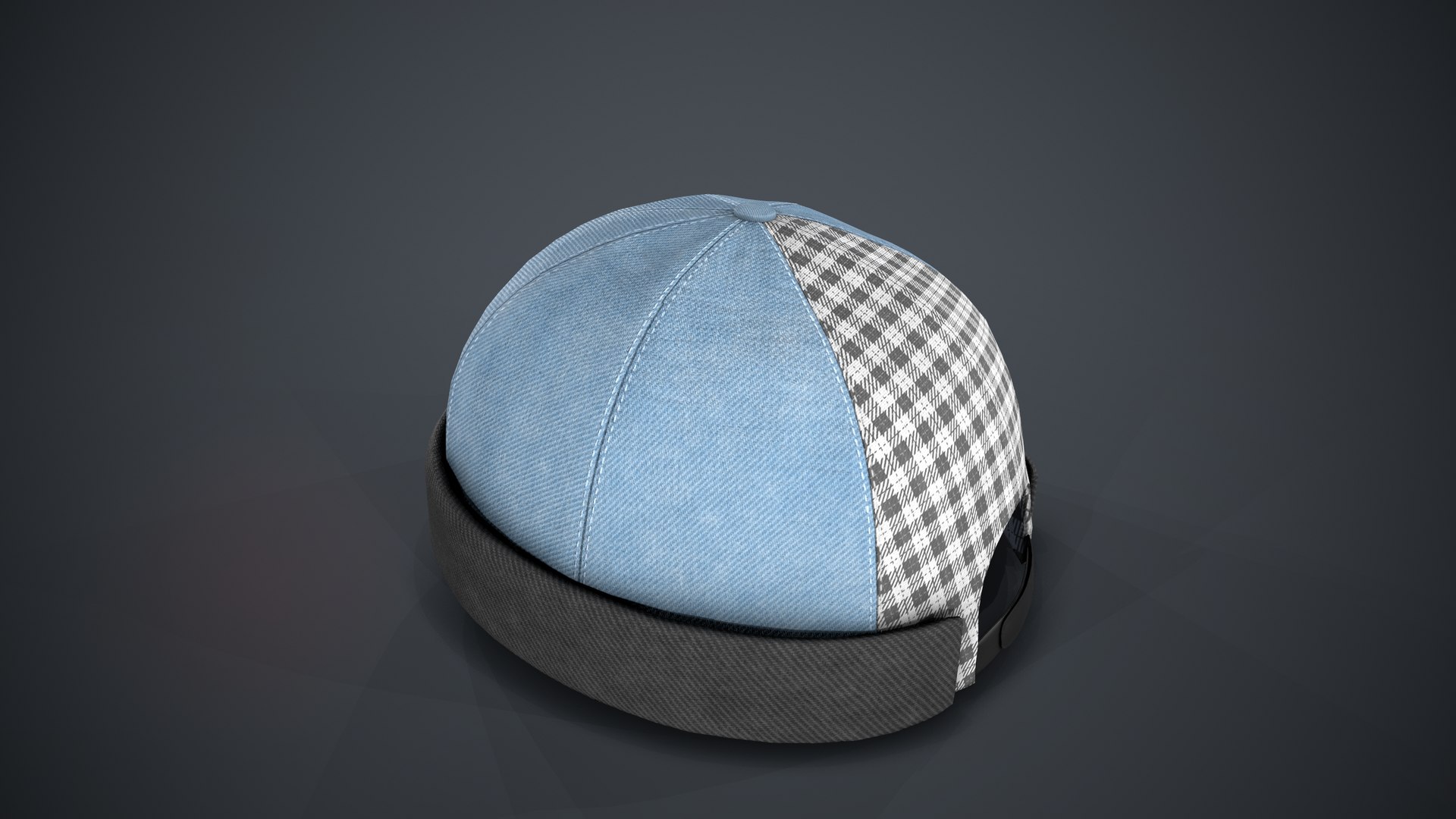 Blue jeans brimless cap 3D model - TurboSquid 1642063