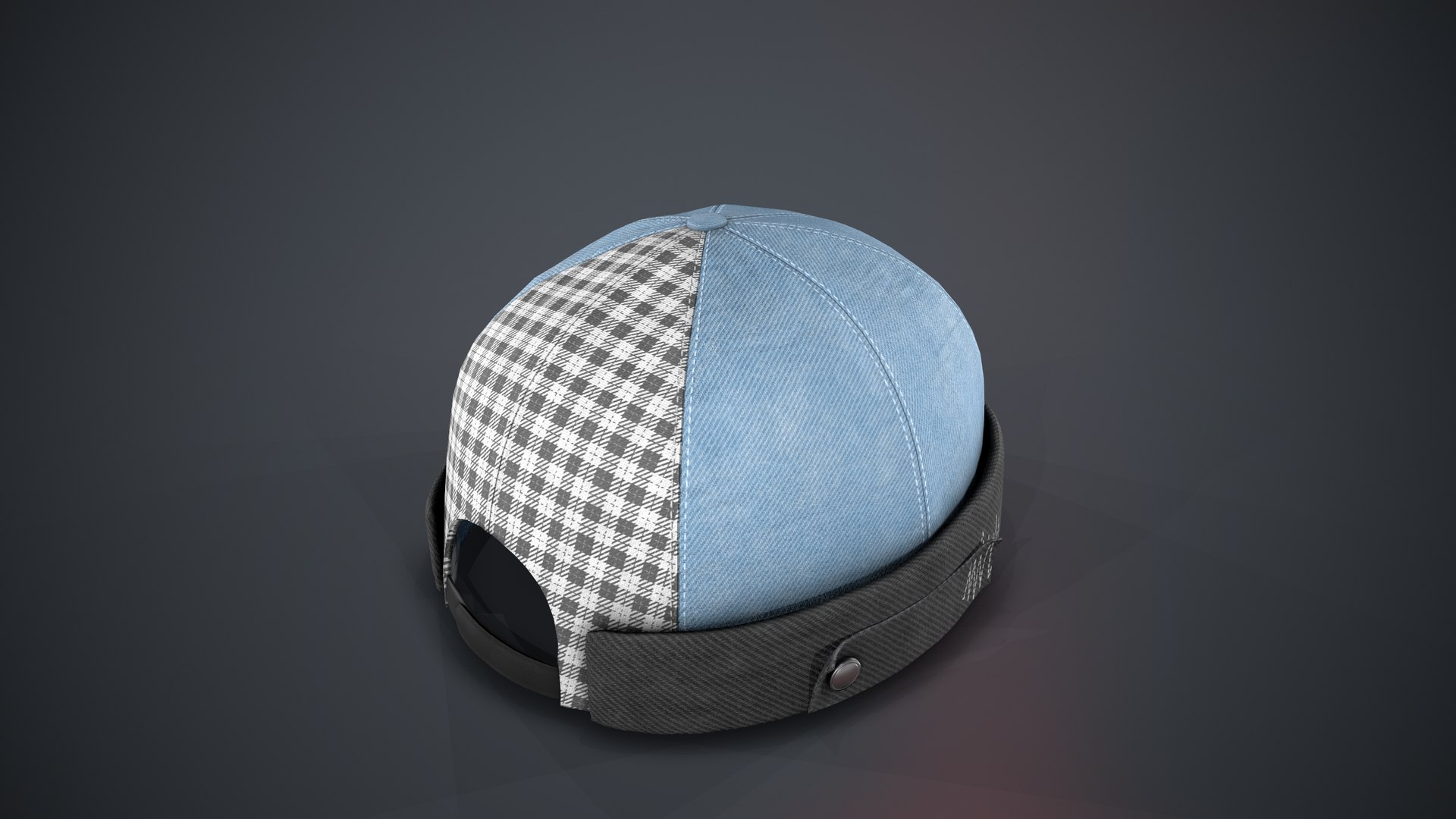 Blue jeans brimless cap 3D model - TurboSquid 1642063