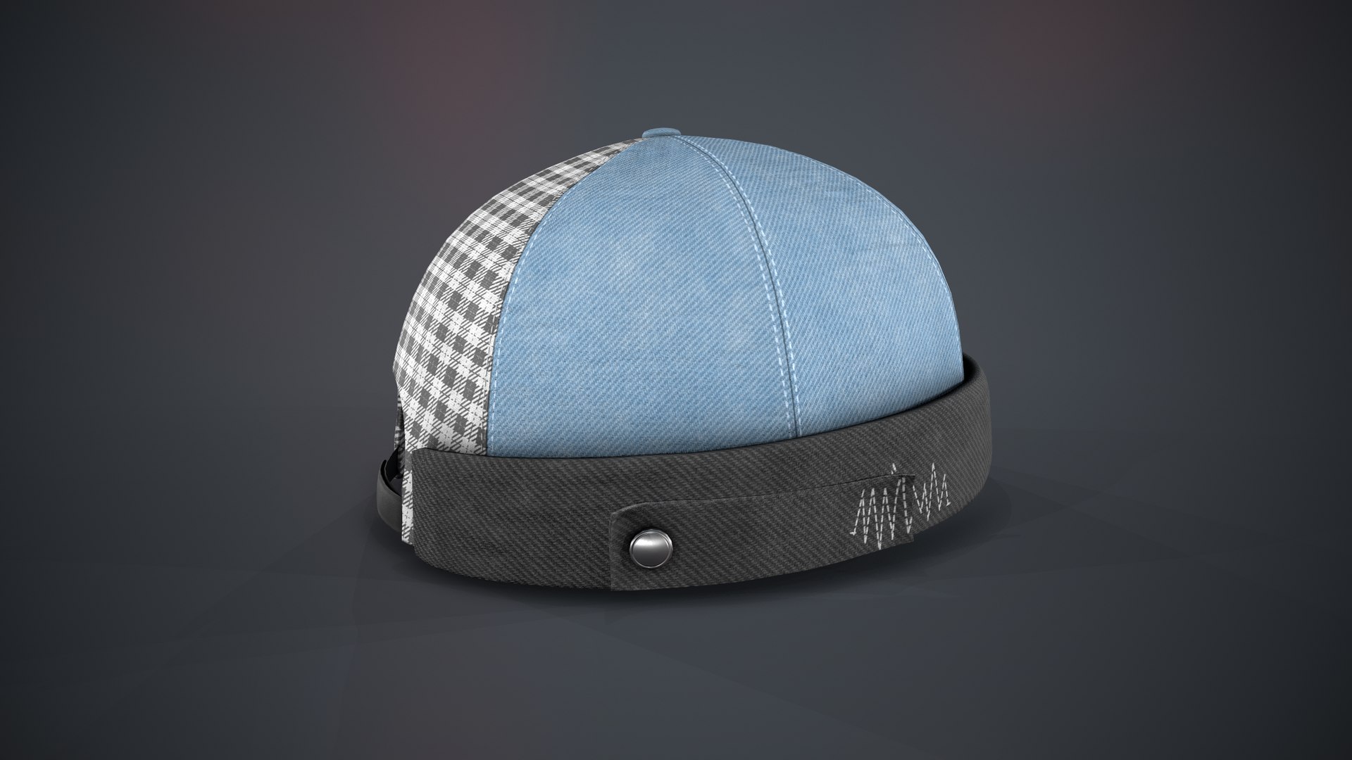 Blue jeans brimless cap 3D model - TurboSquid 1642063