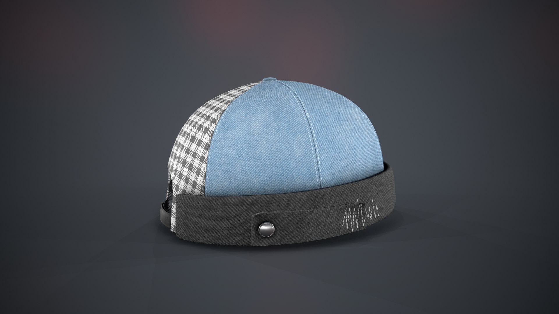 Blue jeans brimless cap 3D model - TurboSquid 1642063