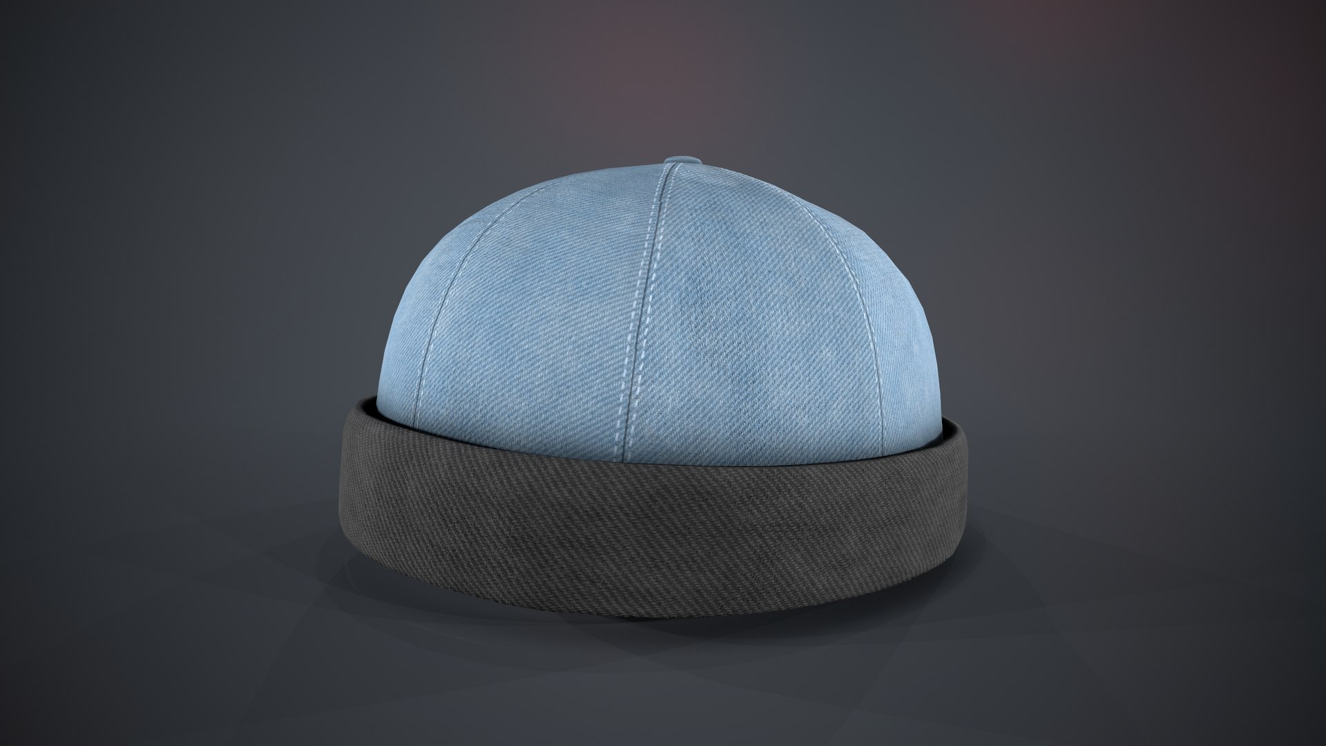 Blue jeans brimless cap 3D model - TurboSquid 1642063