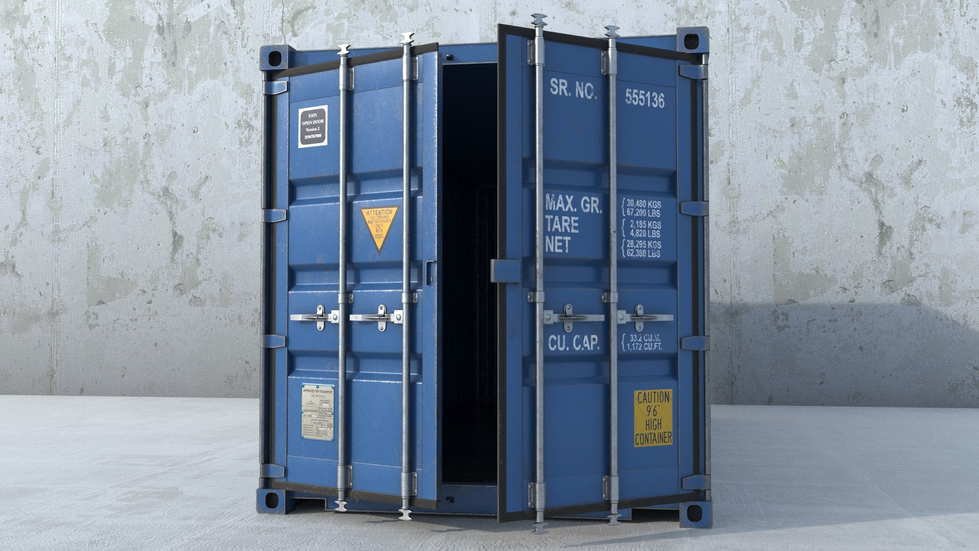 3D Model Cargo Container Blue 1 HD - TurboSquid 2013211