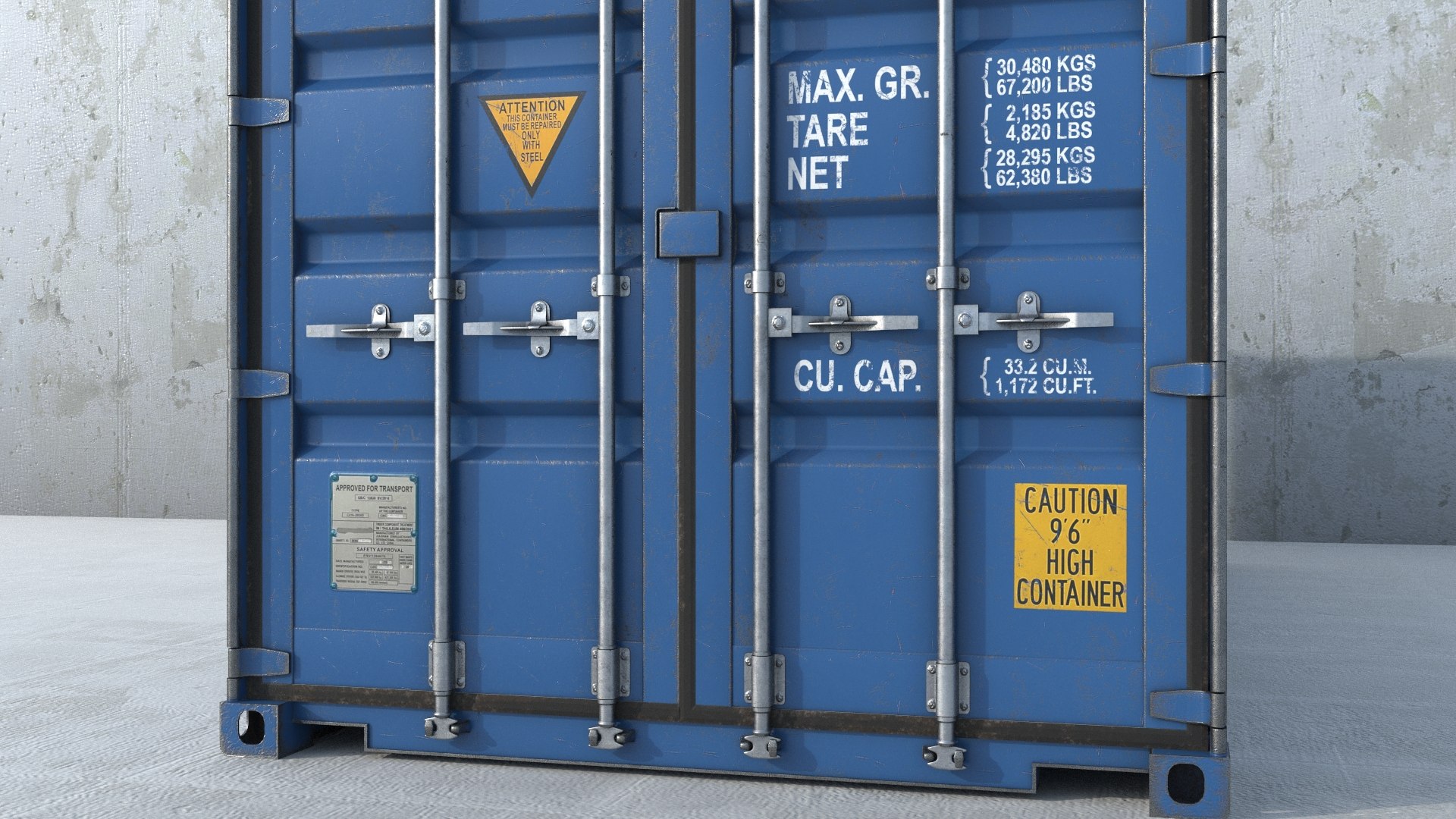 3D Model Cargo Container Blue 1 HD - TurboSquid 2013211