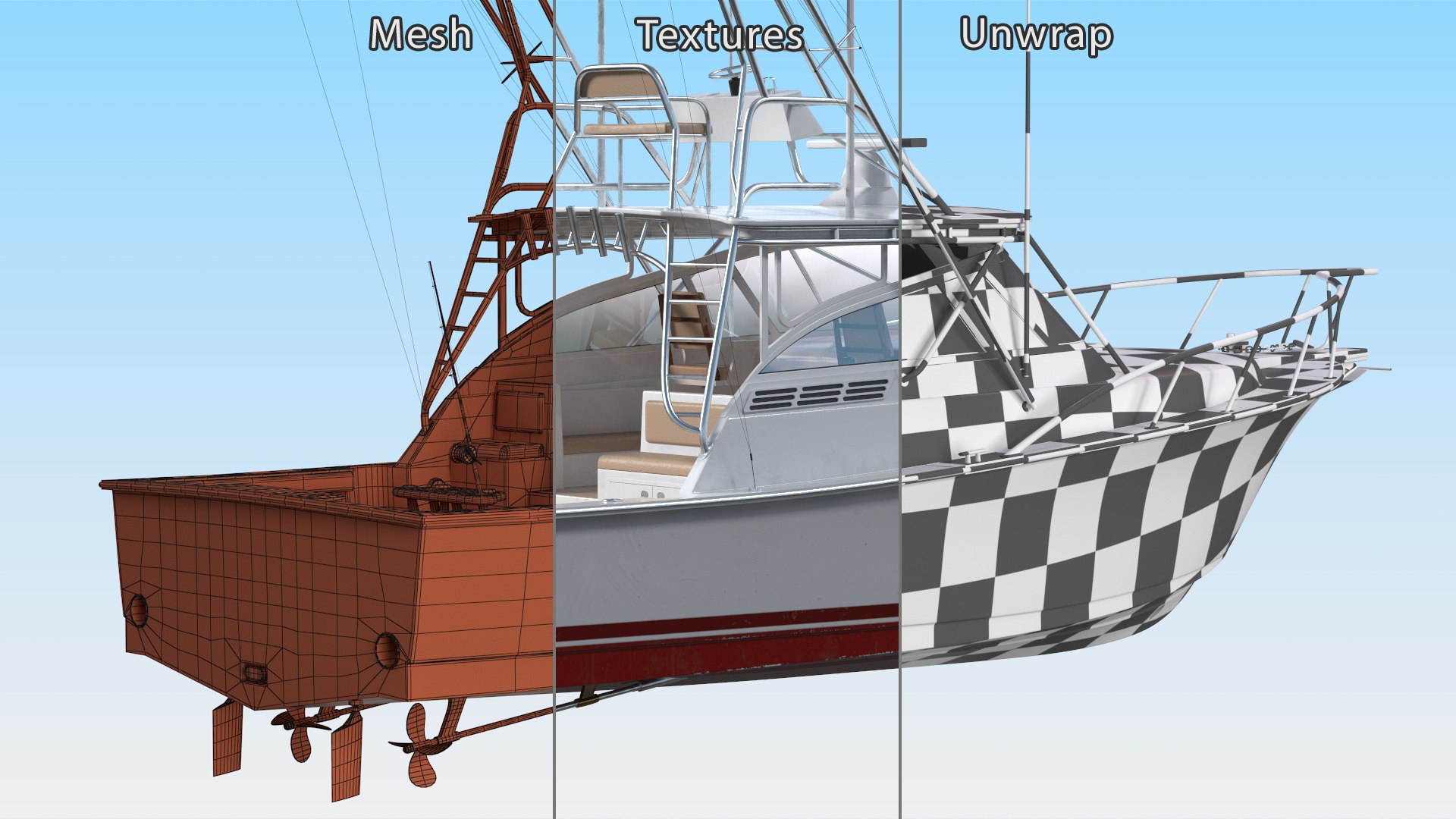 3D Used Sports Fishing Boat Henriques 35 Red model - TurboSquid 2117326