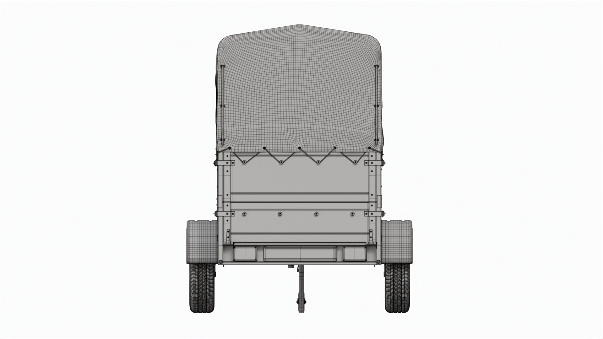 3D Car Trailer Single Axle With Extra Walls Cover Jockey Wheel High ...