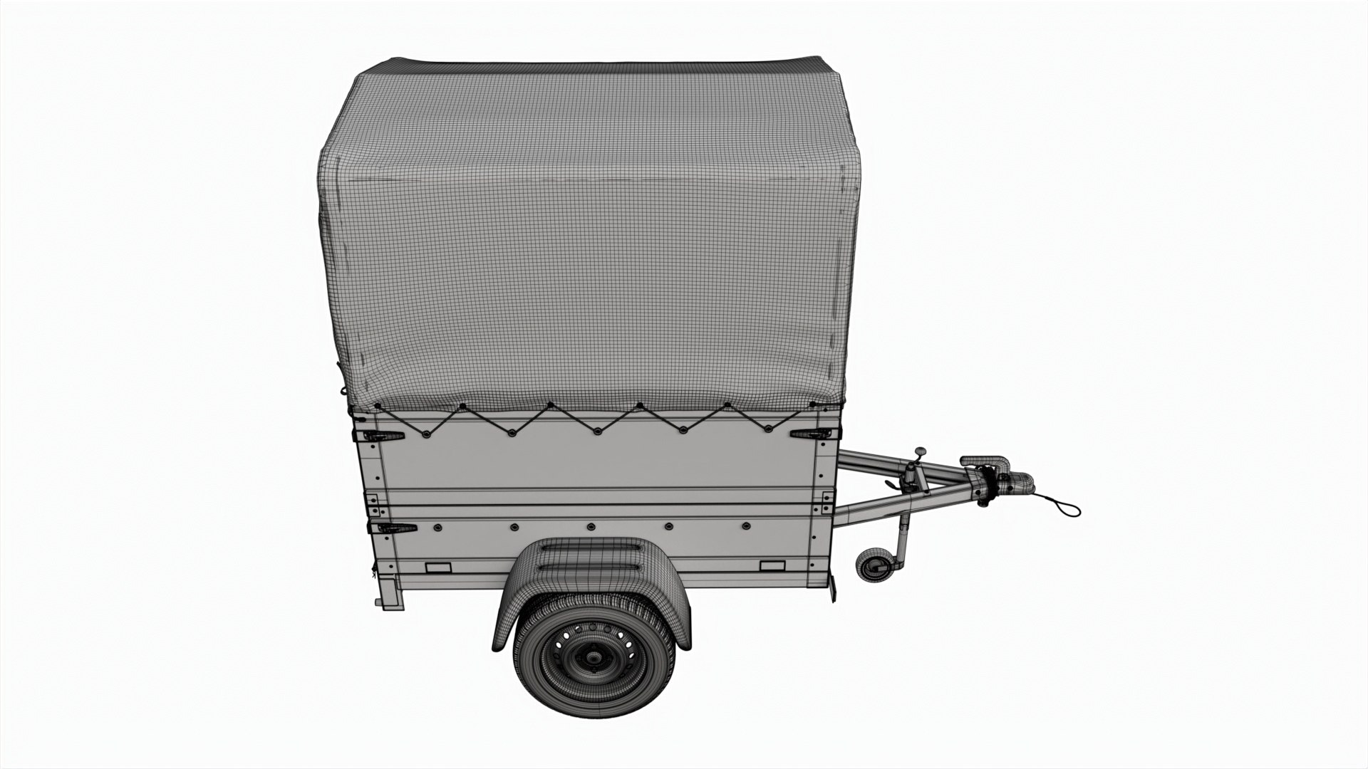 3D Car trailer single axle with extra walls cover jockey wheel high ...