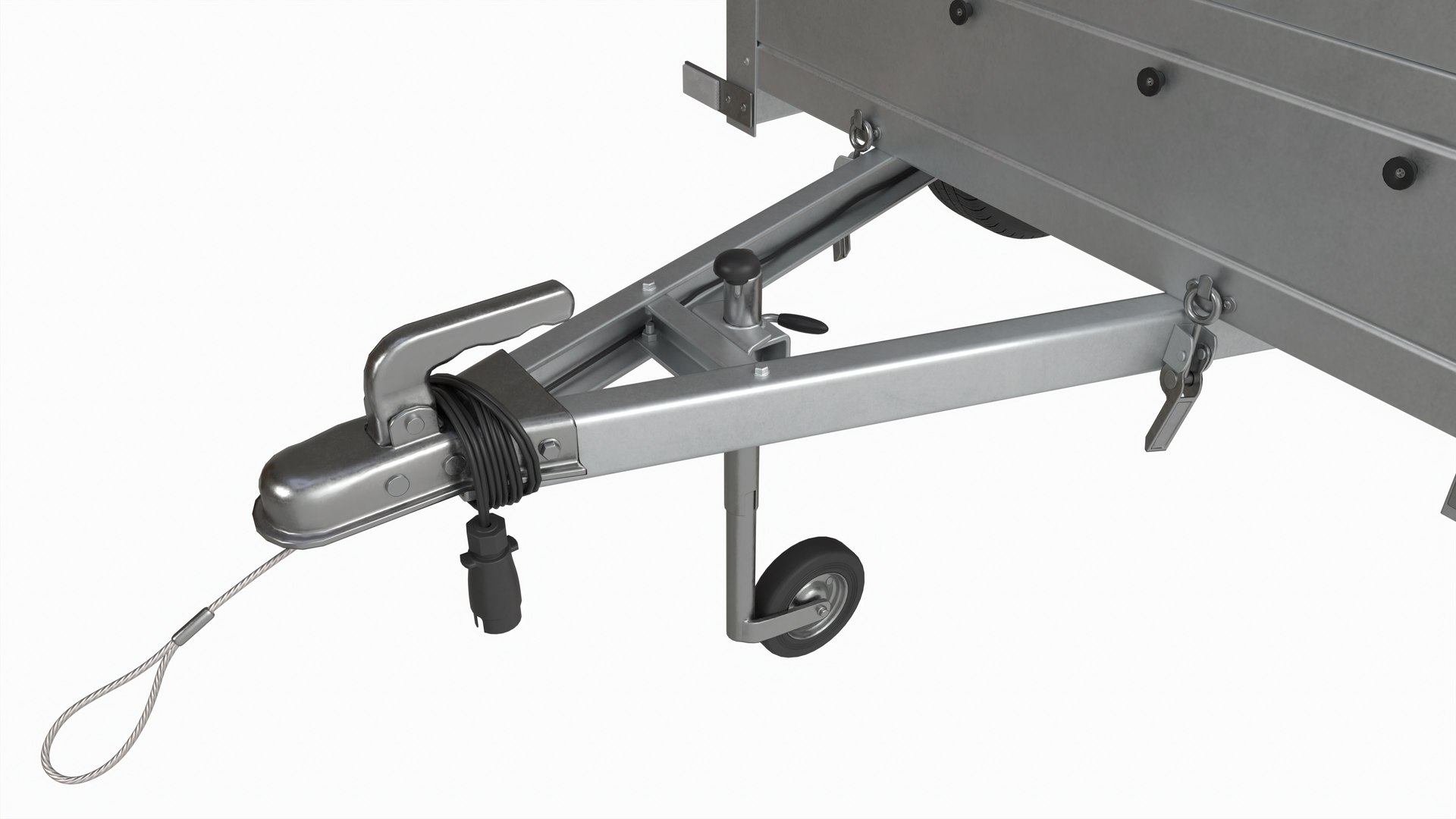 3D Car trailer single axle with extra walls cover jockey wheel high ...