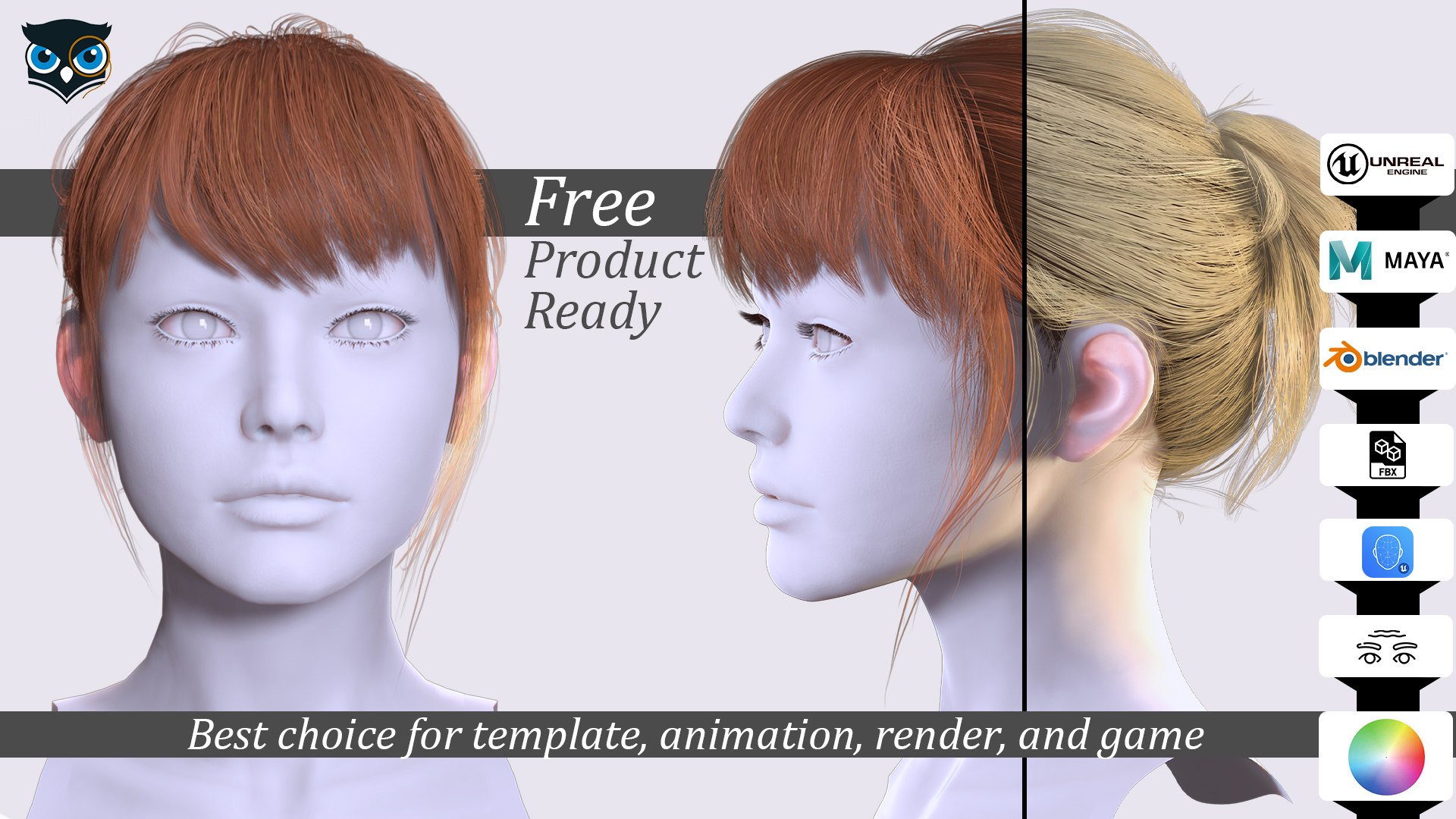 Free 3D Next-Gen 3D Female Bun Bangs Hairstyle PBR Real-Time Ready ...
