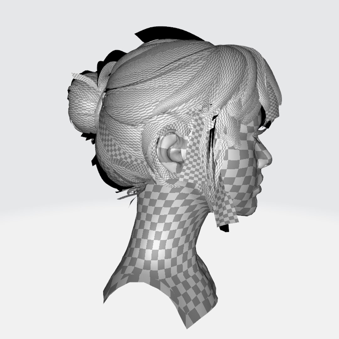 Free 3D Next-Gen 3D Female Bun Bangs Hairstyle PBR Real-Time Ready ...