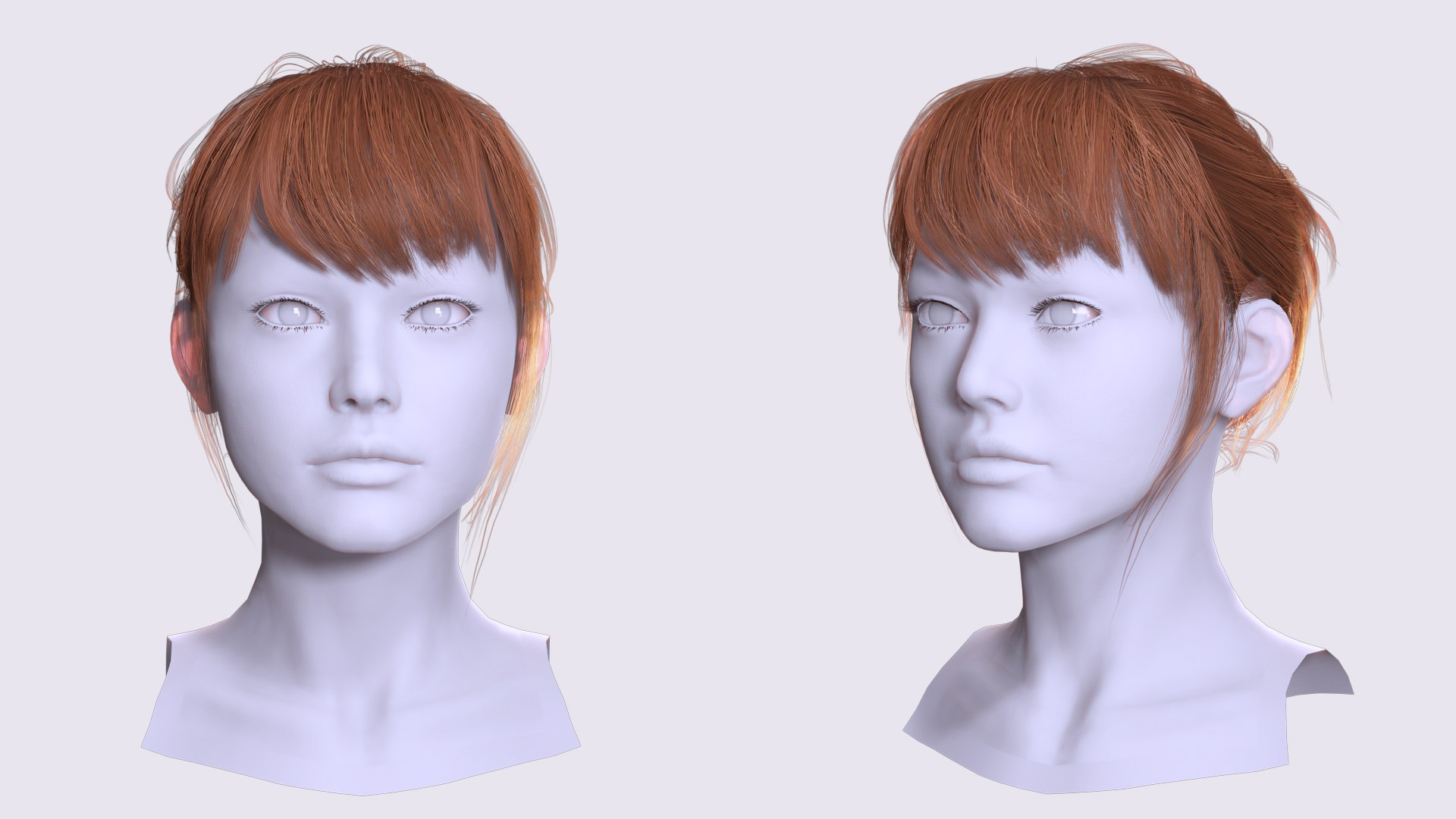 Free 3D Next-Gen 3D Female Bun Bangs Hairstyle PBR Real-Time Ready ...