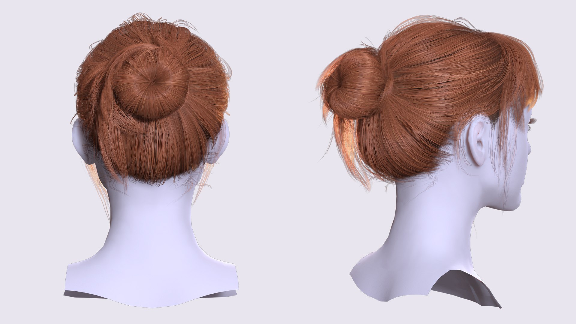 Free 3D Next-Gen 3D Female Bun Bangs Hairstyle PBR Real-Time Ready ...
