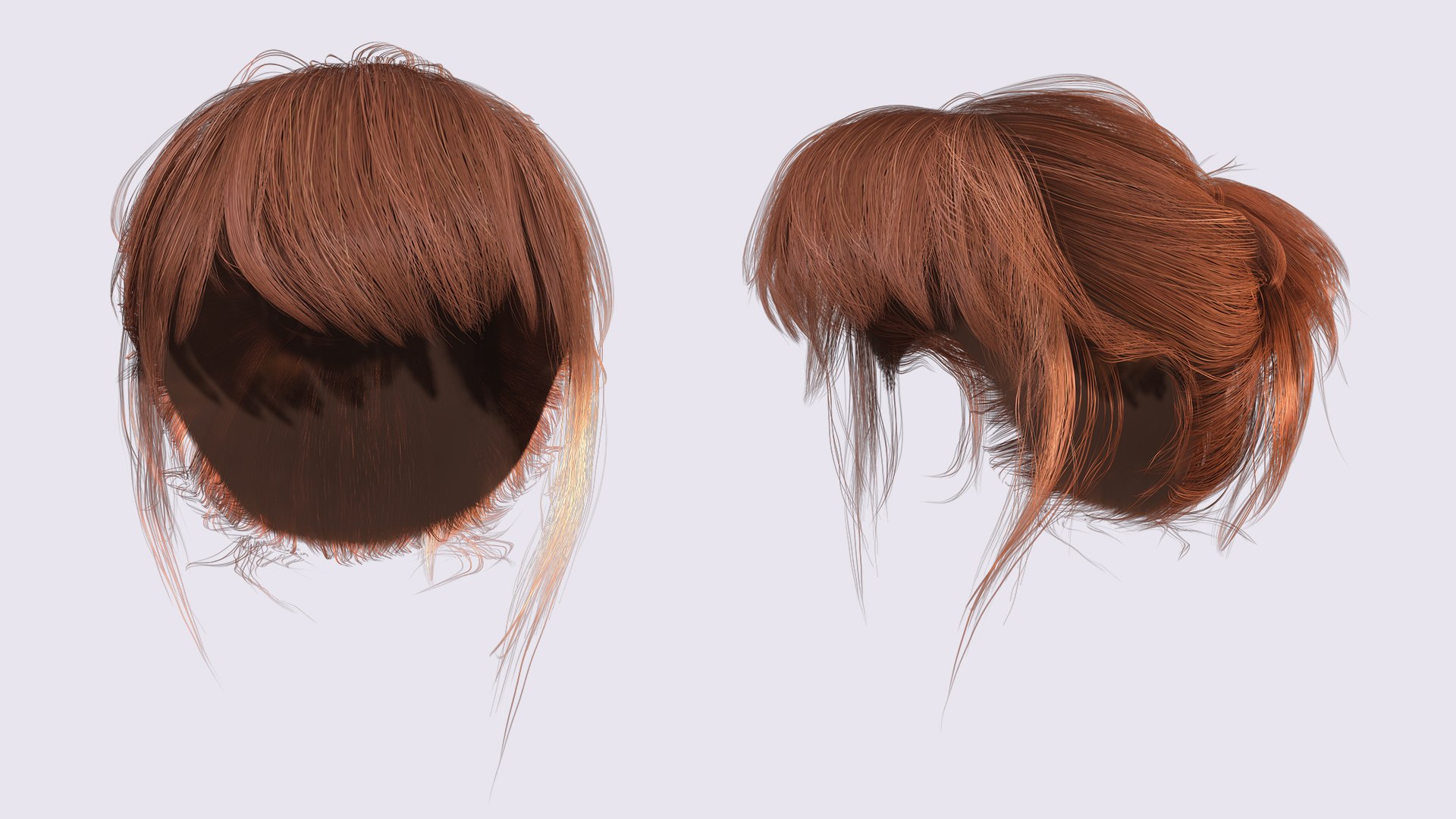 Free 3D Next-Gen 3D Female Bun Bangs Hairstyle PBR Real-Time Ready ...