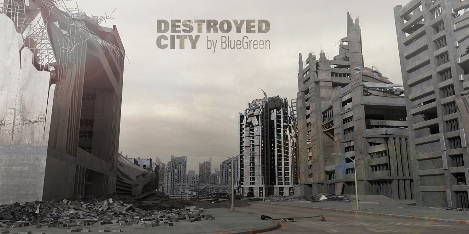 3d destroyed city model