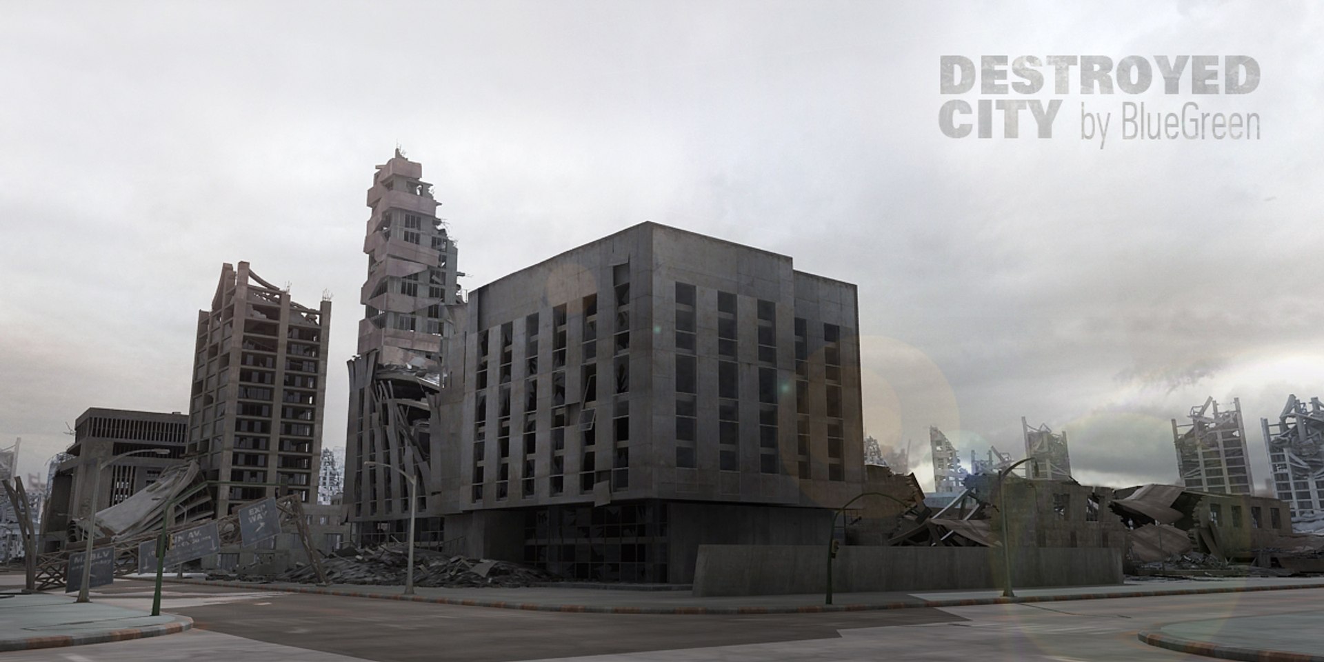 3d destroyed city model