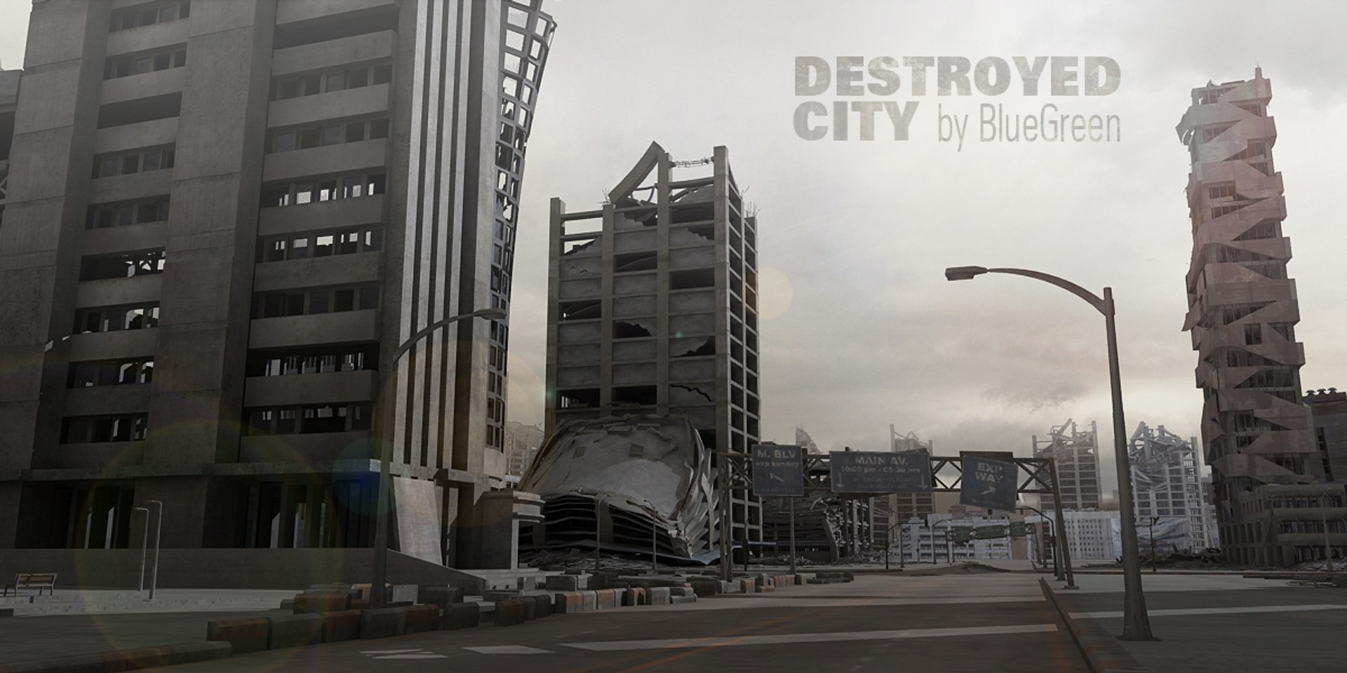 3d destroyed city model