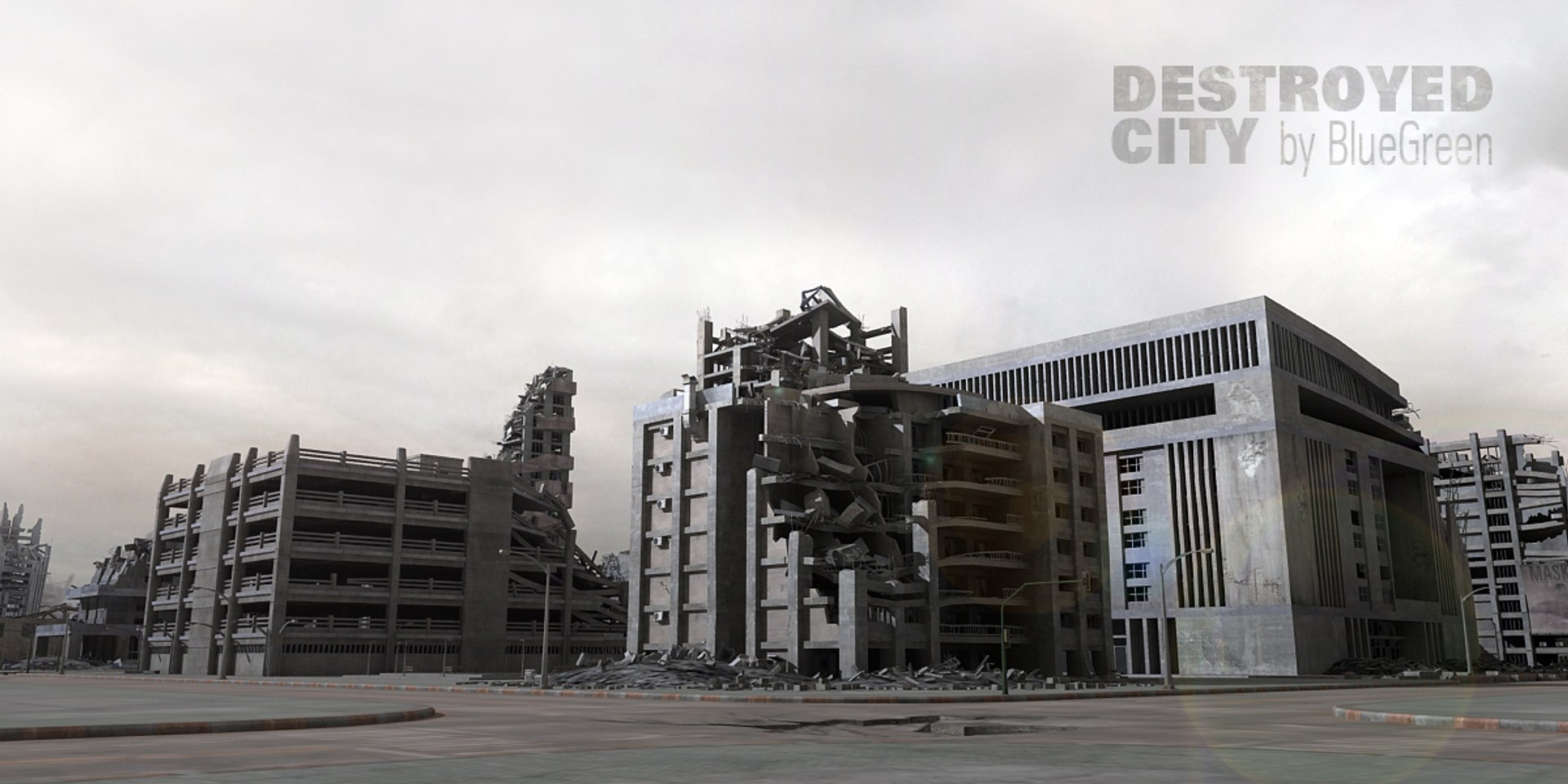 3d destroyed city model