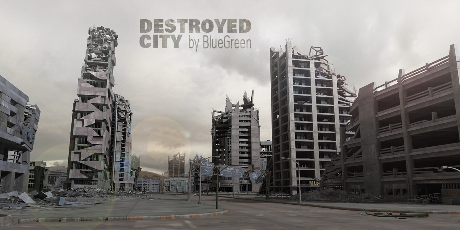 3d destroyed city model