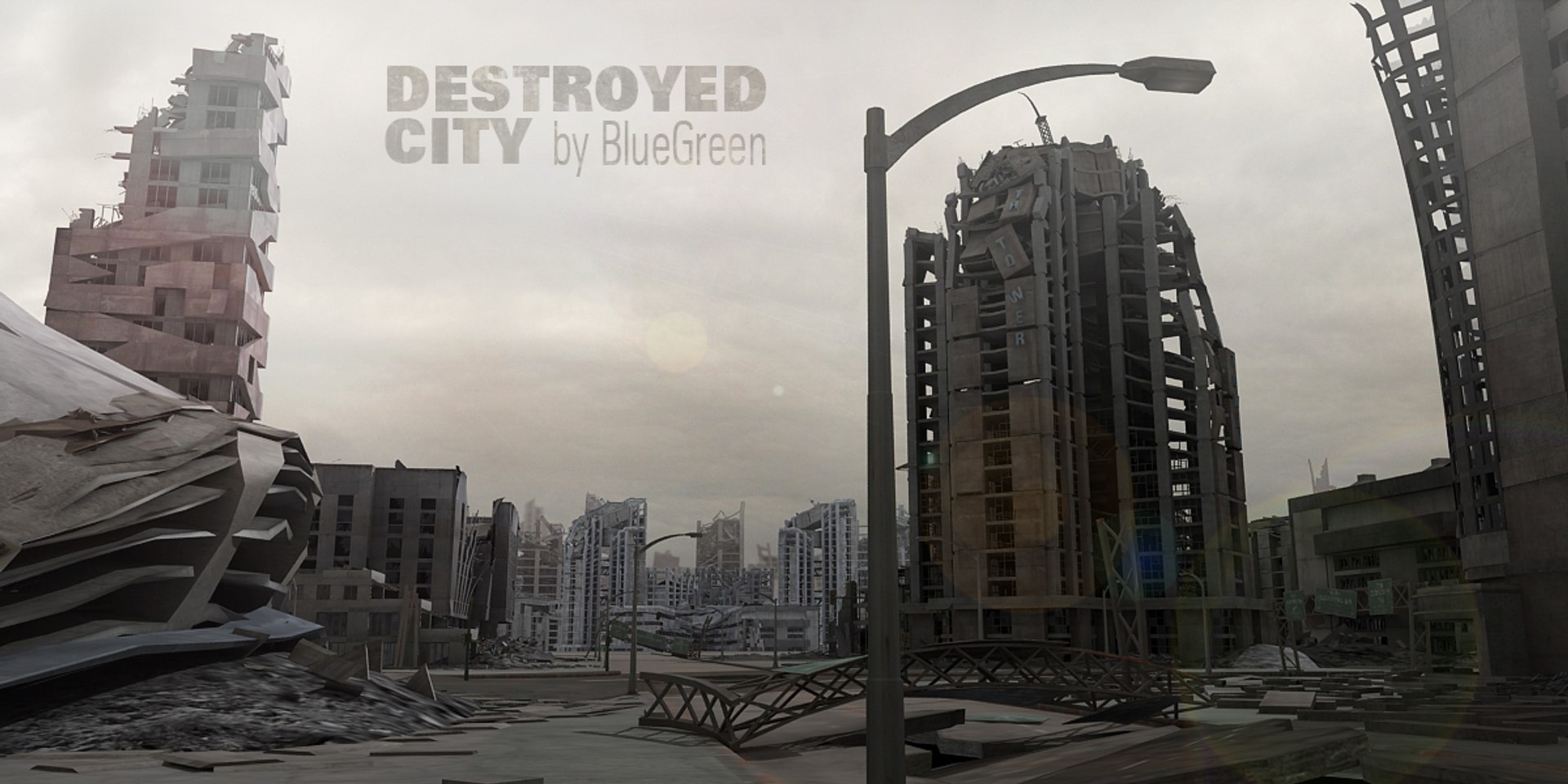 3d destroyed city model