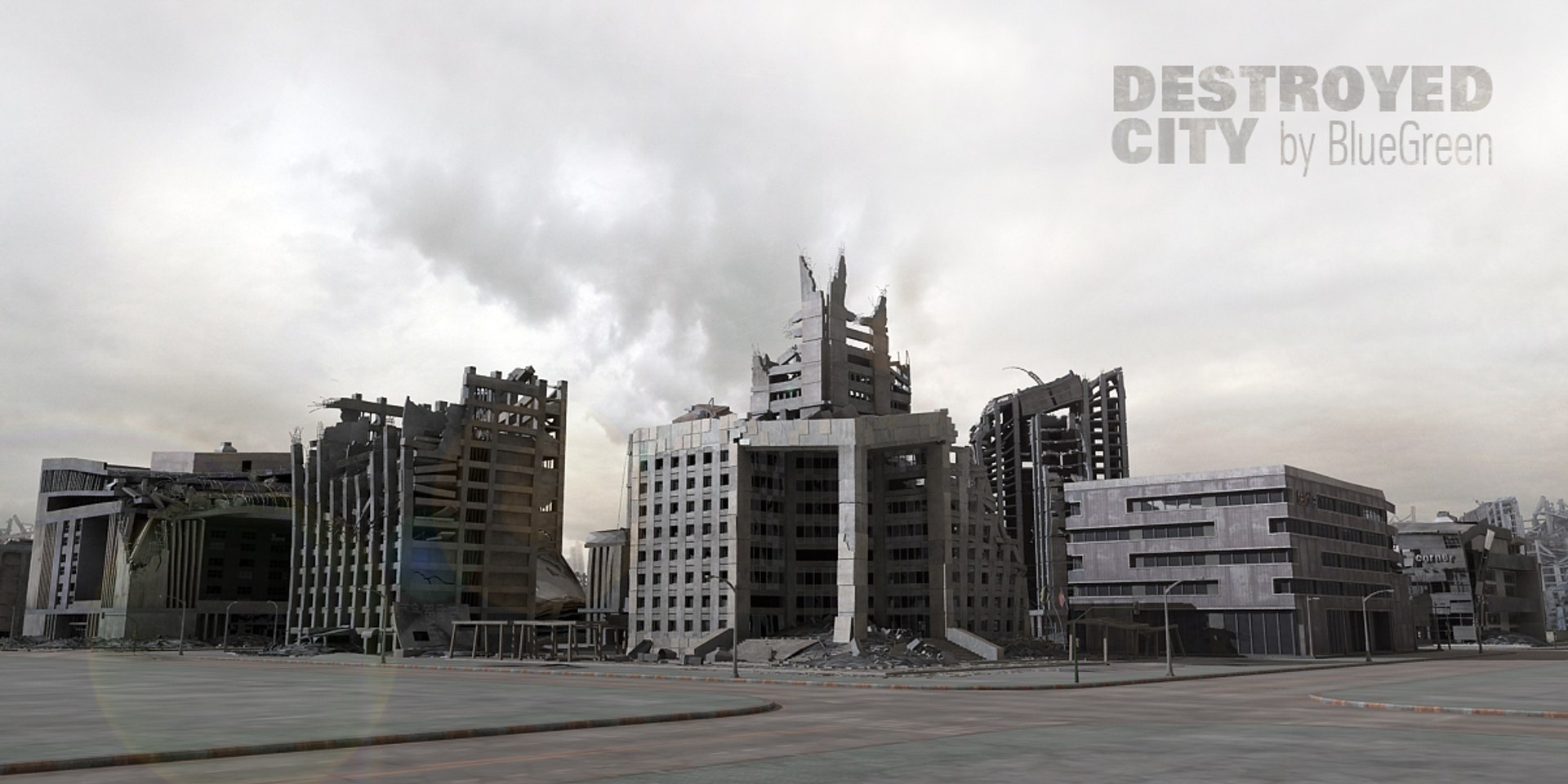 3d destroyed city model