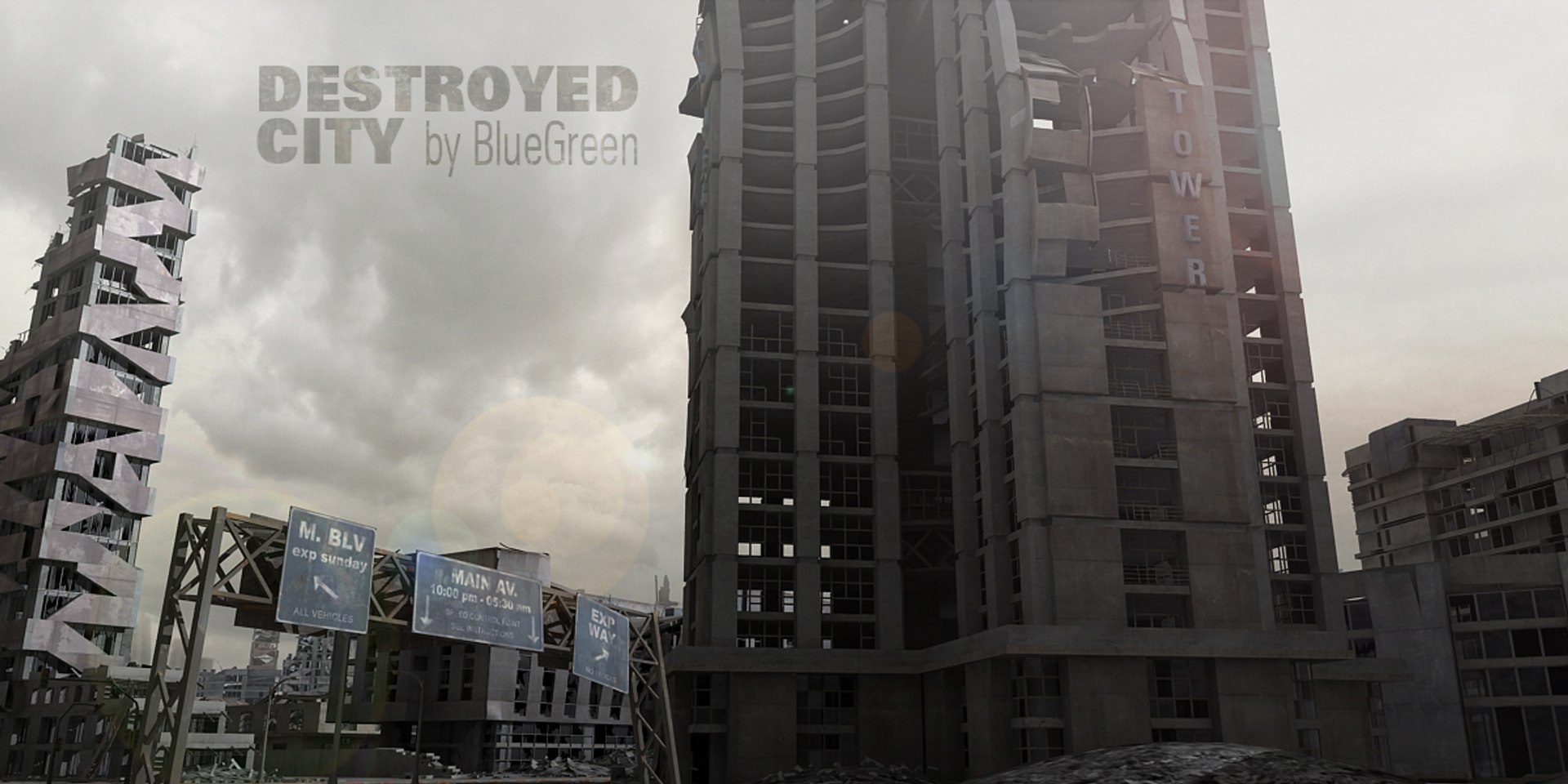 3d destroyed city model