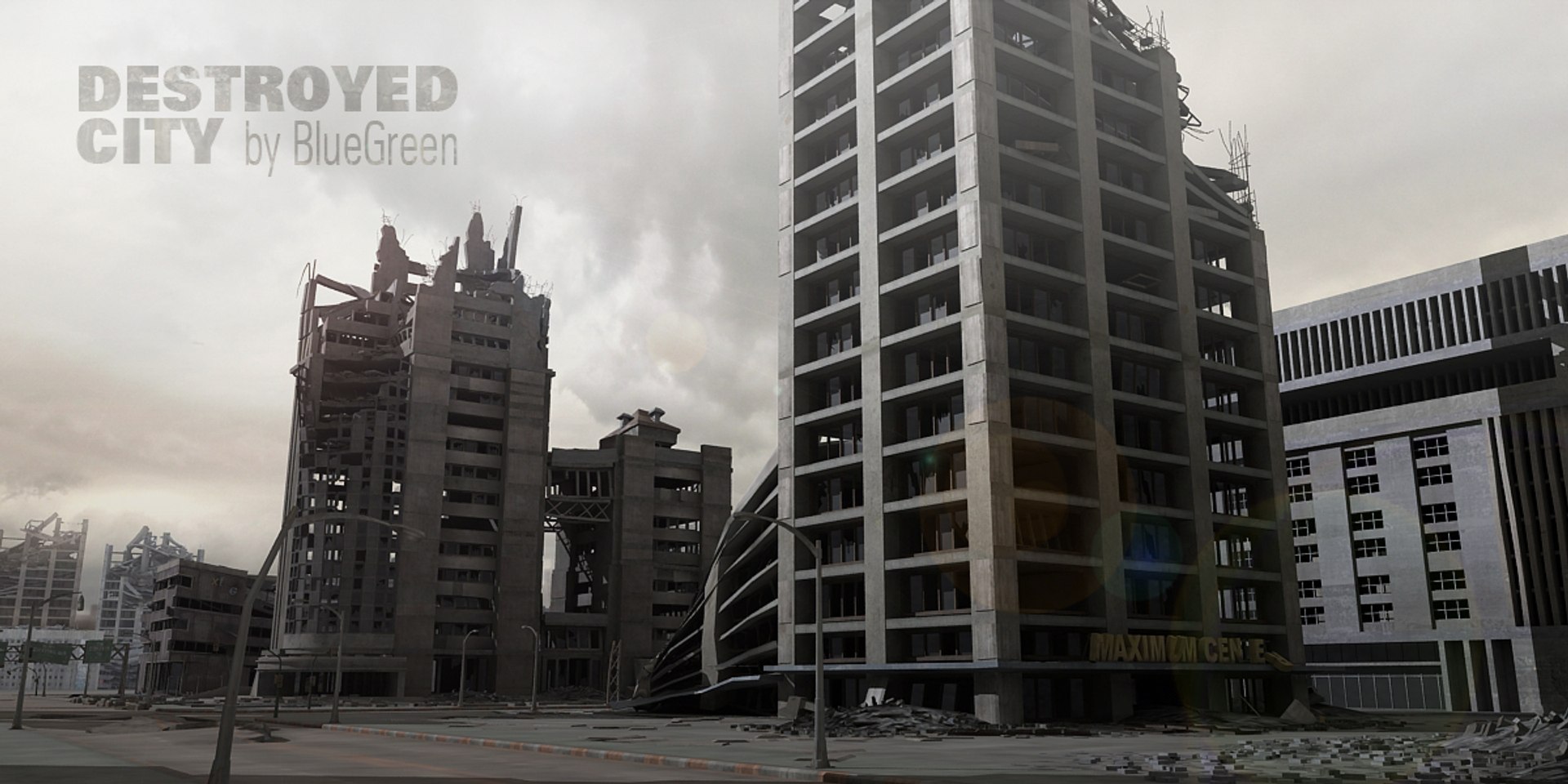 3d destroyed city model