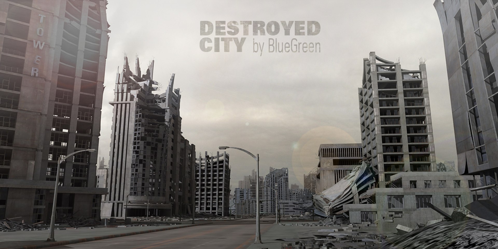 3d destroyed city model